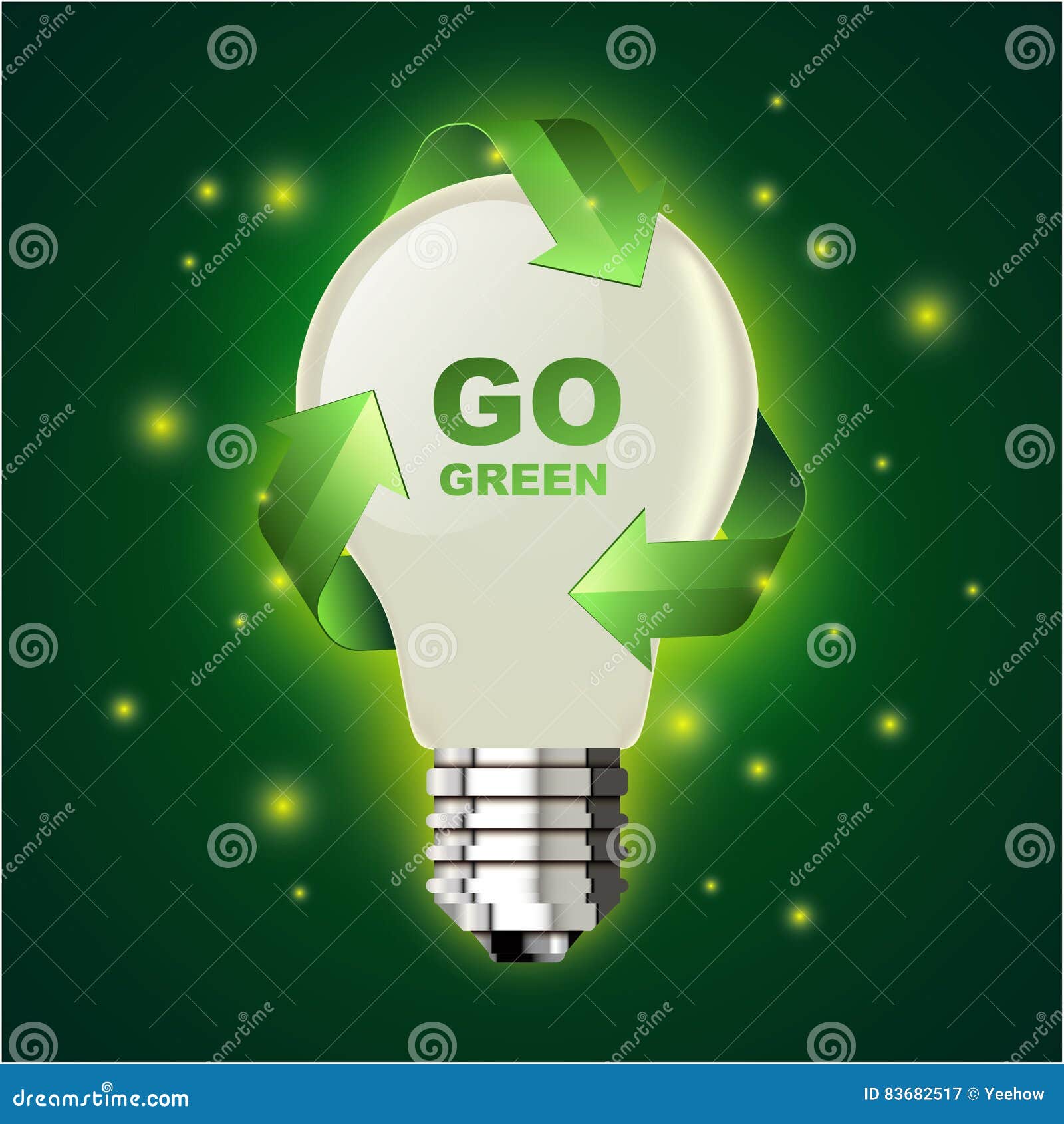 Go green illustration stock vector. Illustration of lightbulb - 83682517