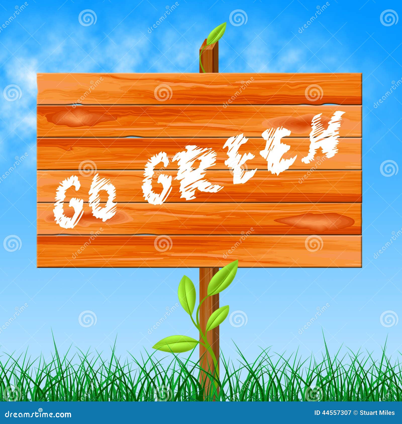 Go Green Indicates Earth Day and Eco Friendly Stock Illustration ...