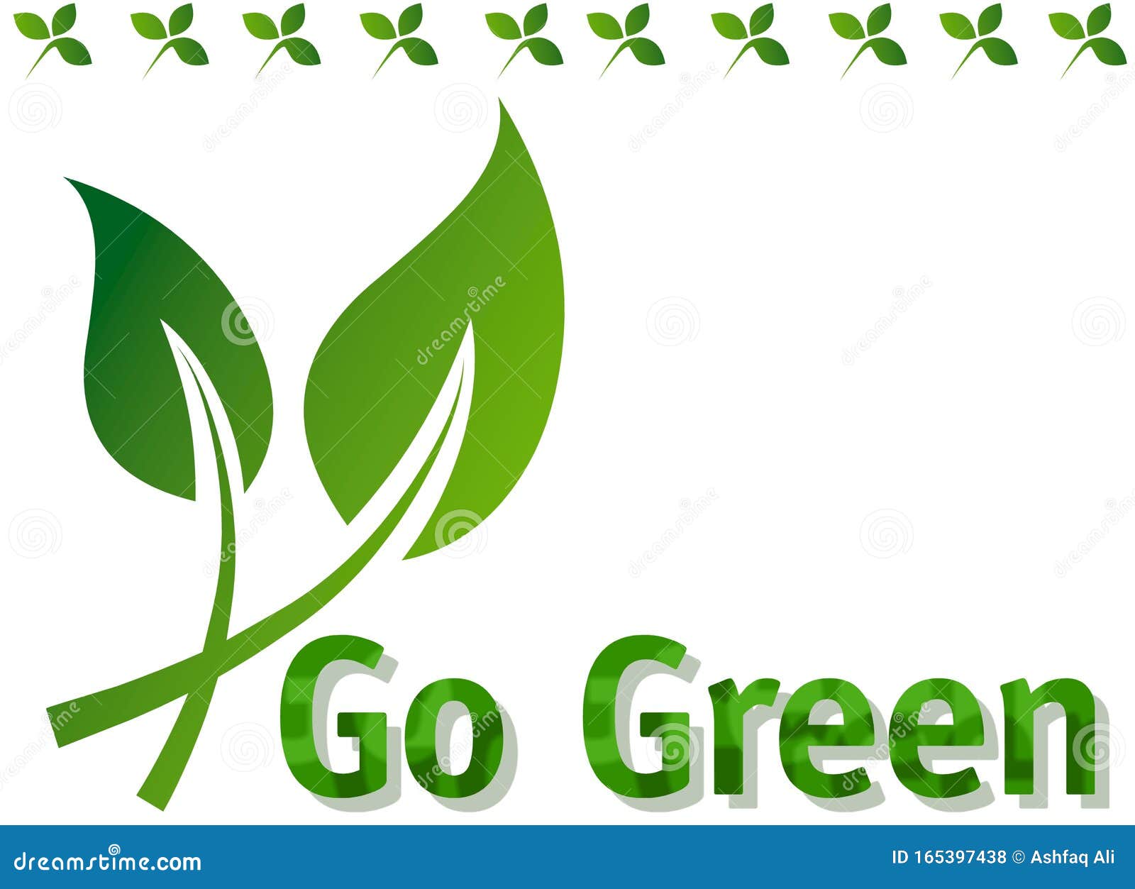 Go Green with Leaves on White Background. Beautiful Green Leaf Stock ...