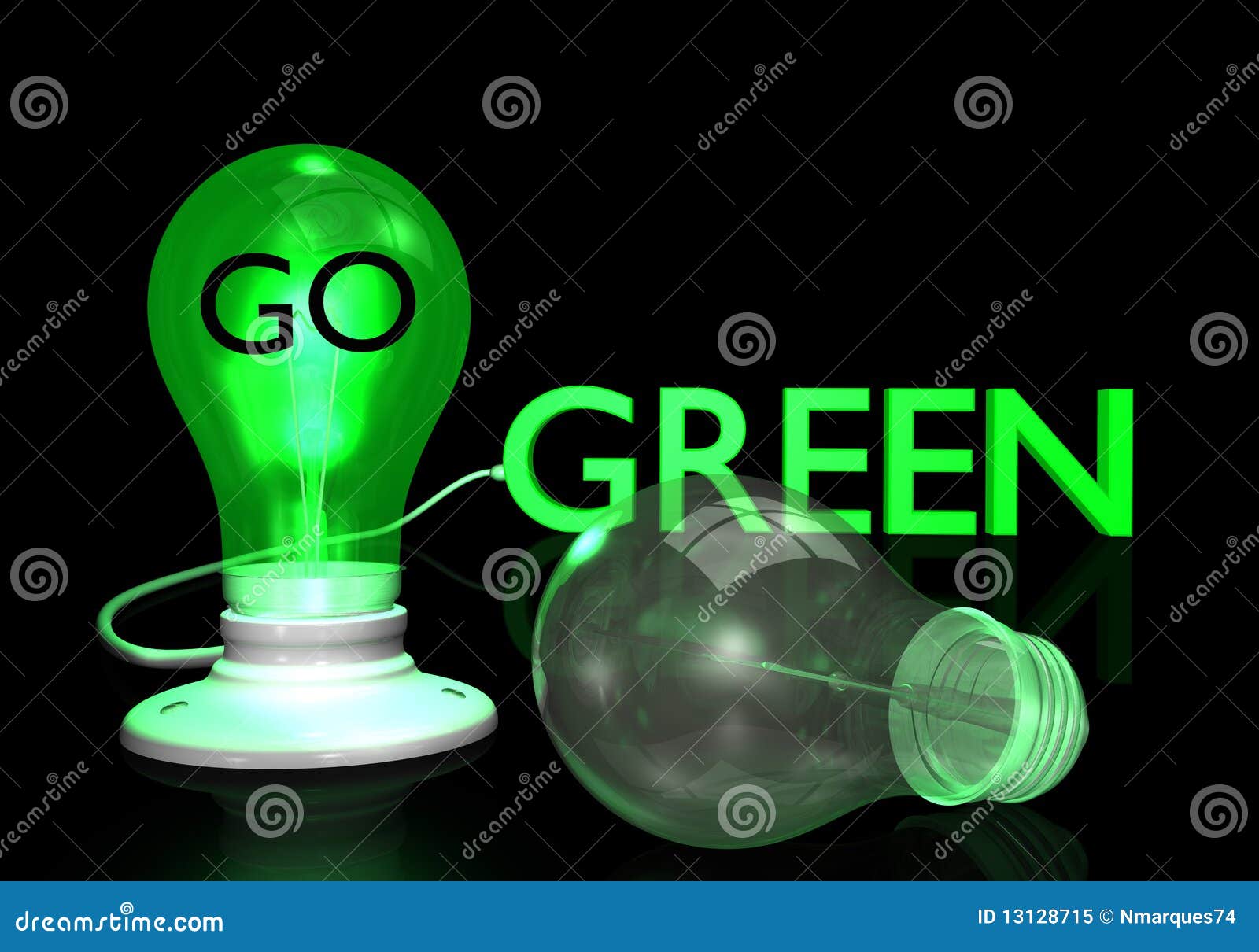 Go Green Light Bulb stock illustration. Illustration of movement - 13128715