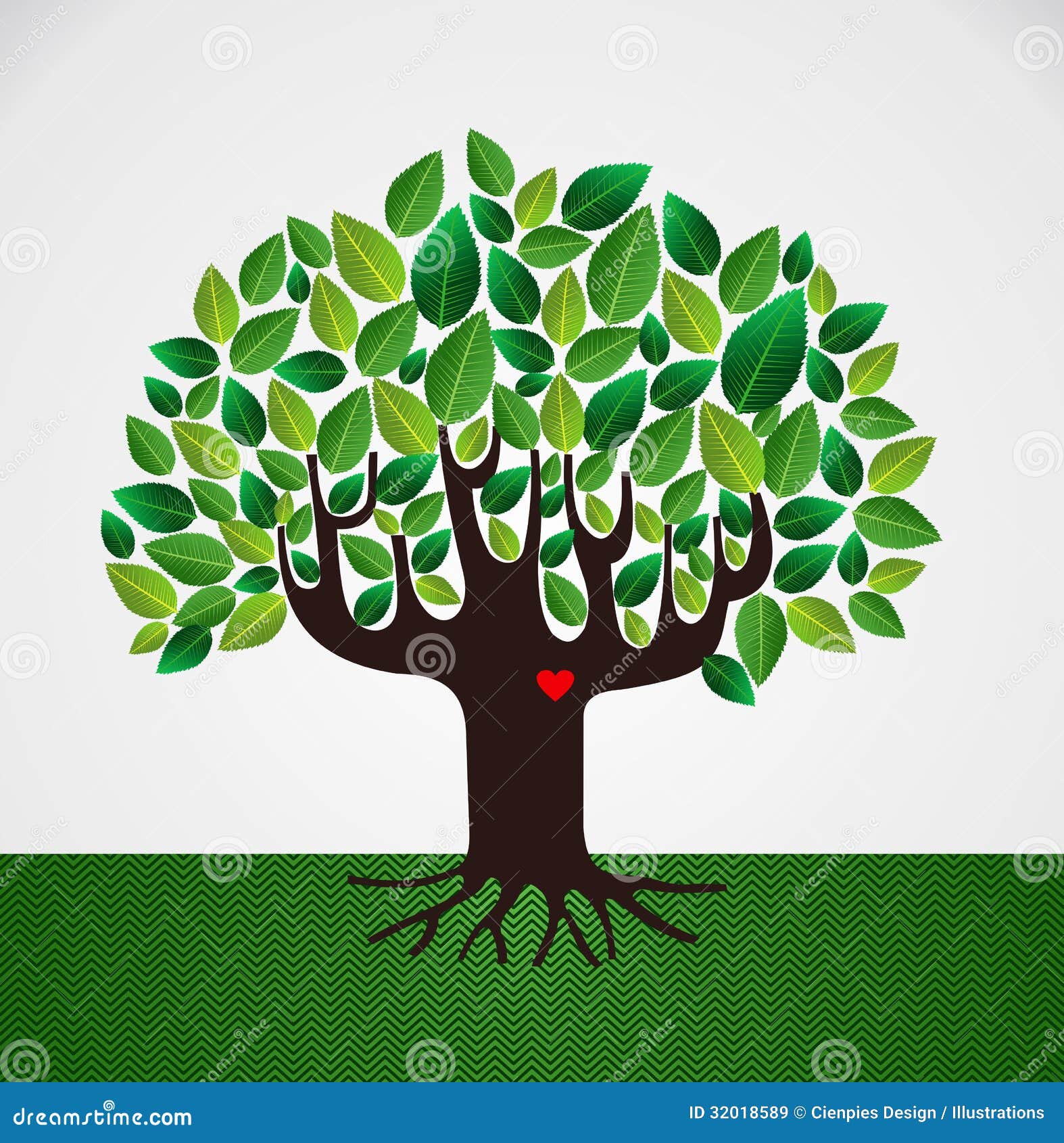 Go green love concept tree stock vector. Illustration of grow - 32018589
