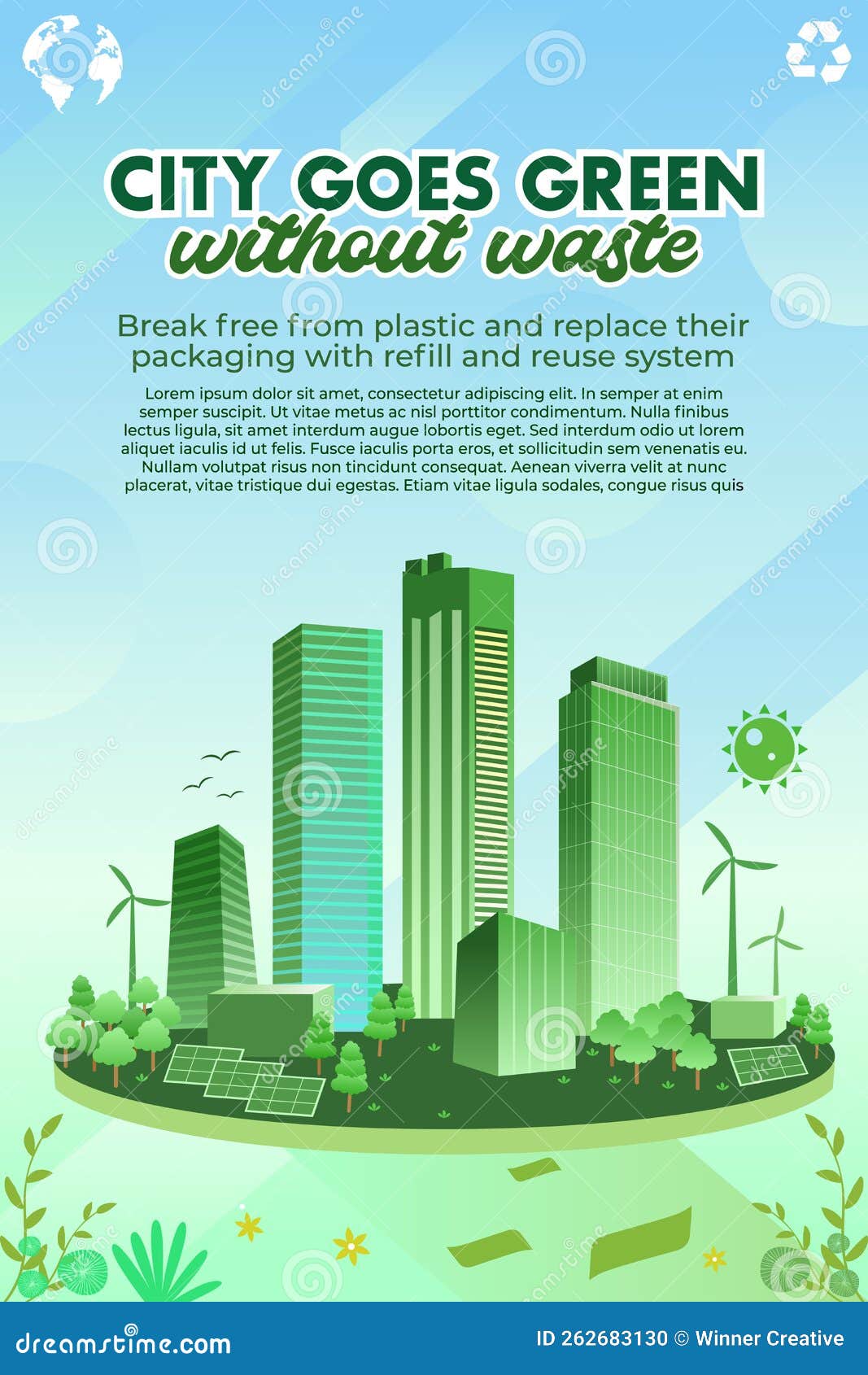 Smart Green City Illustration. Go Green Save the World Illustration ...