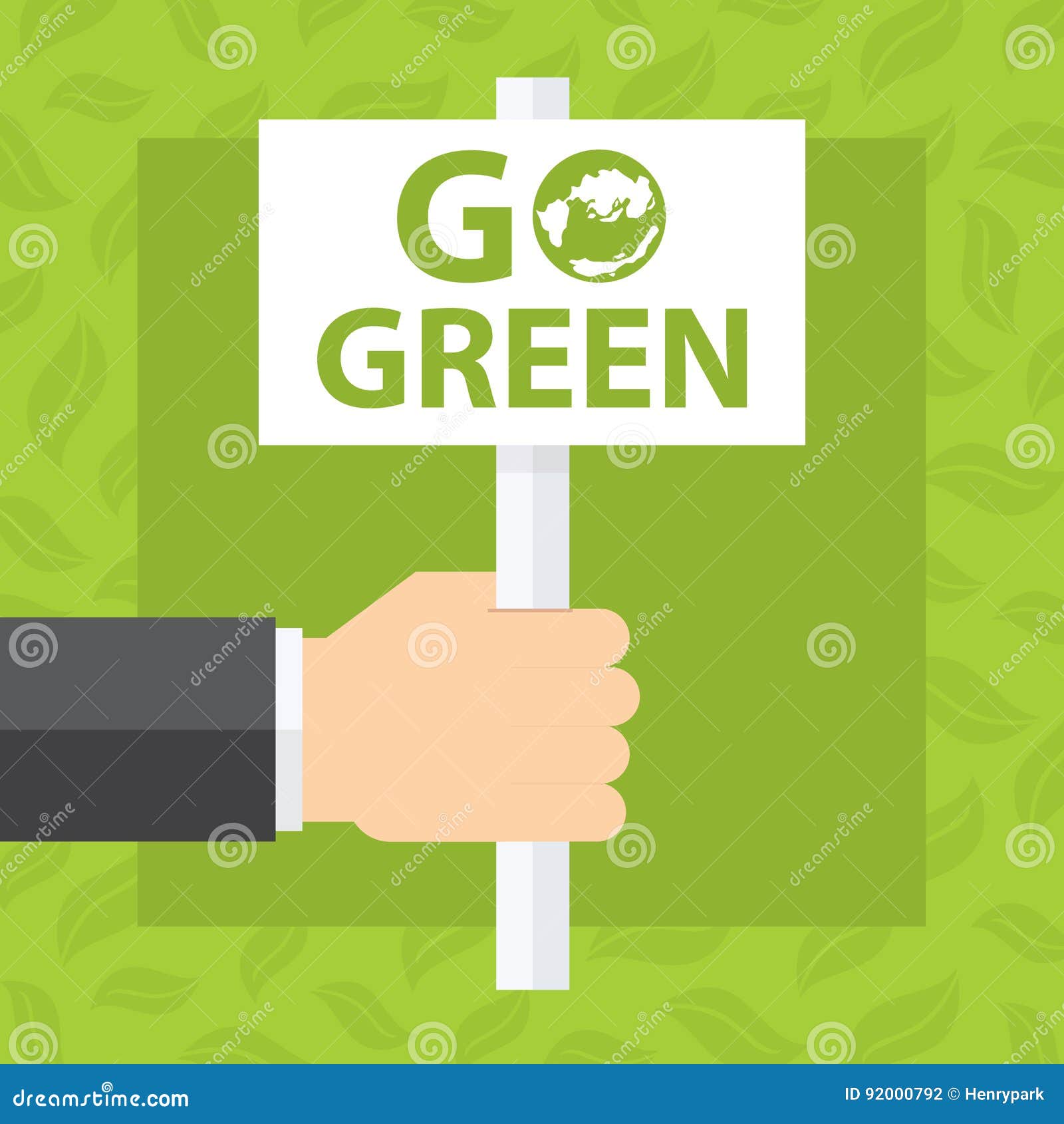 Go green sign board stock vector. Illustration of hand - 92000792