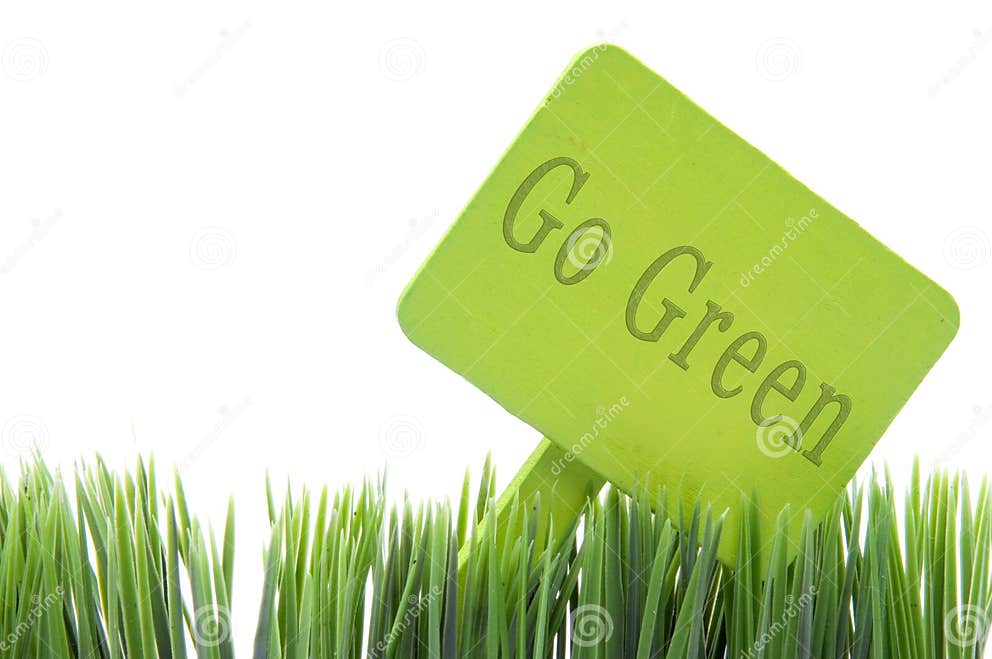 Go Green Sign in Fresh Grass Stock Image - Image of spring, stake: 16916075