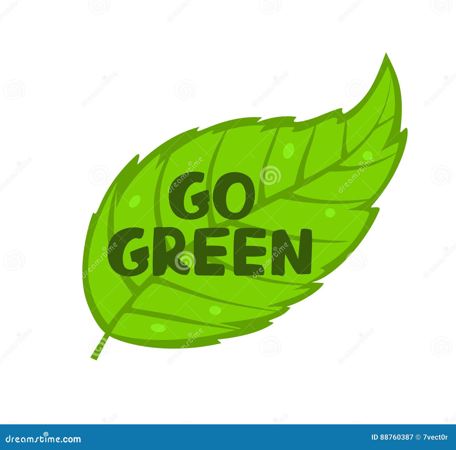 Go Green Slogan on a Leaf. Eco Concept Stock Vector - Illustration of ...