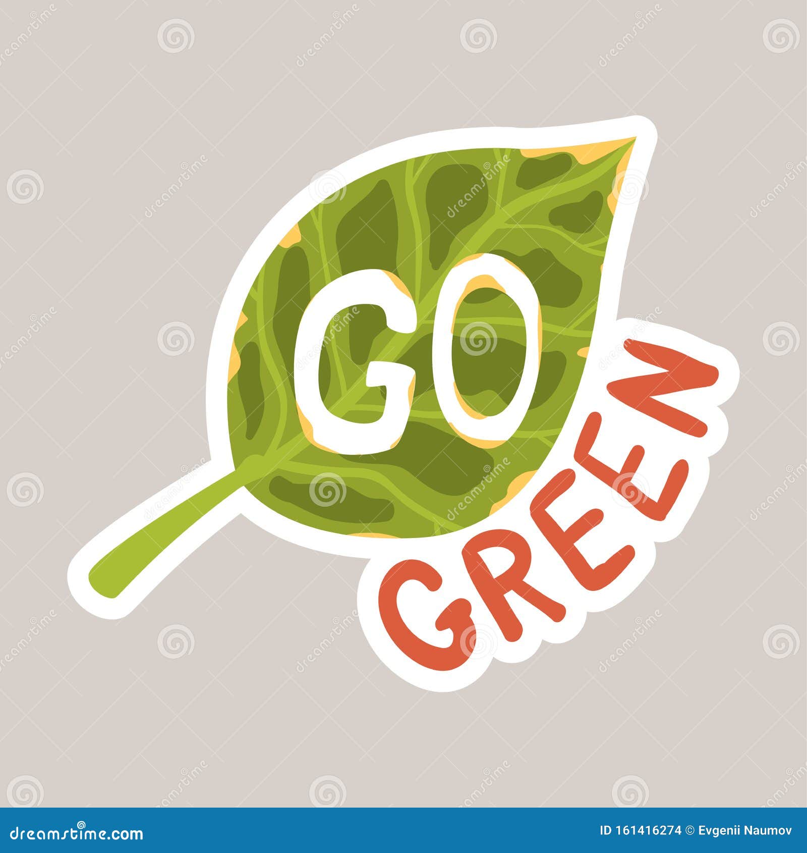 Go Green Tagline Sticker Cartoon Vector Illustration Stock Vector ...
