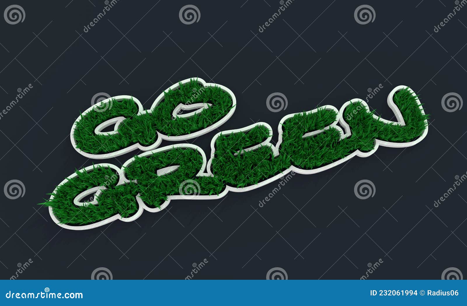 3d Green Grass and Go Green Text Stock Illustration - Illustration of ...