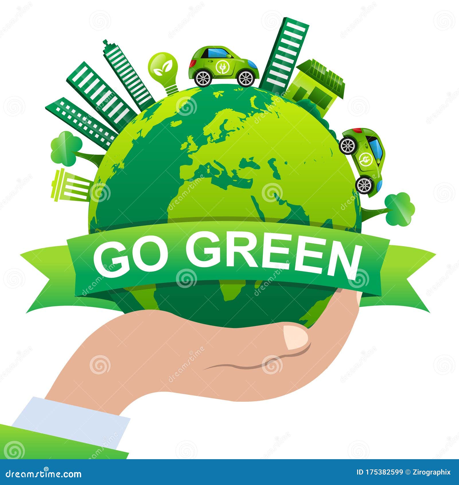 Go Green Vector Art Illustration Stock Illustration - Illustration of ...