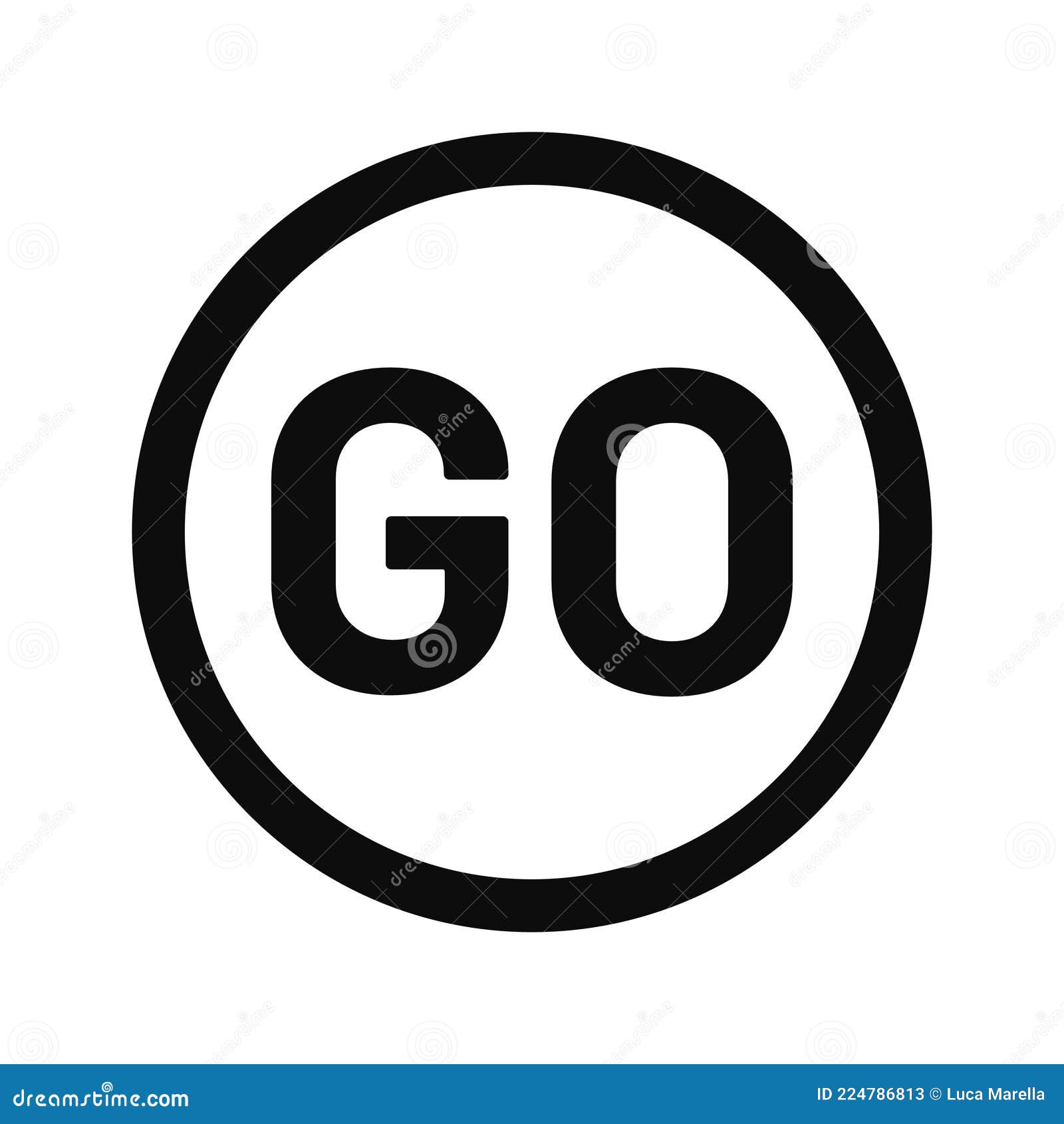 Go icon inside a circle stock vector. Illustration of button - 224786813