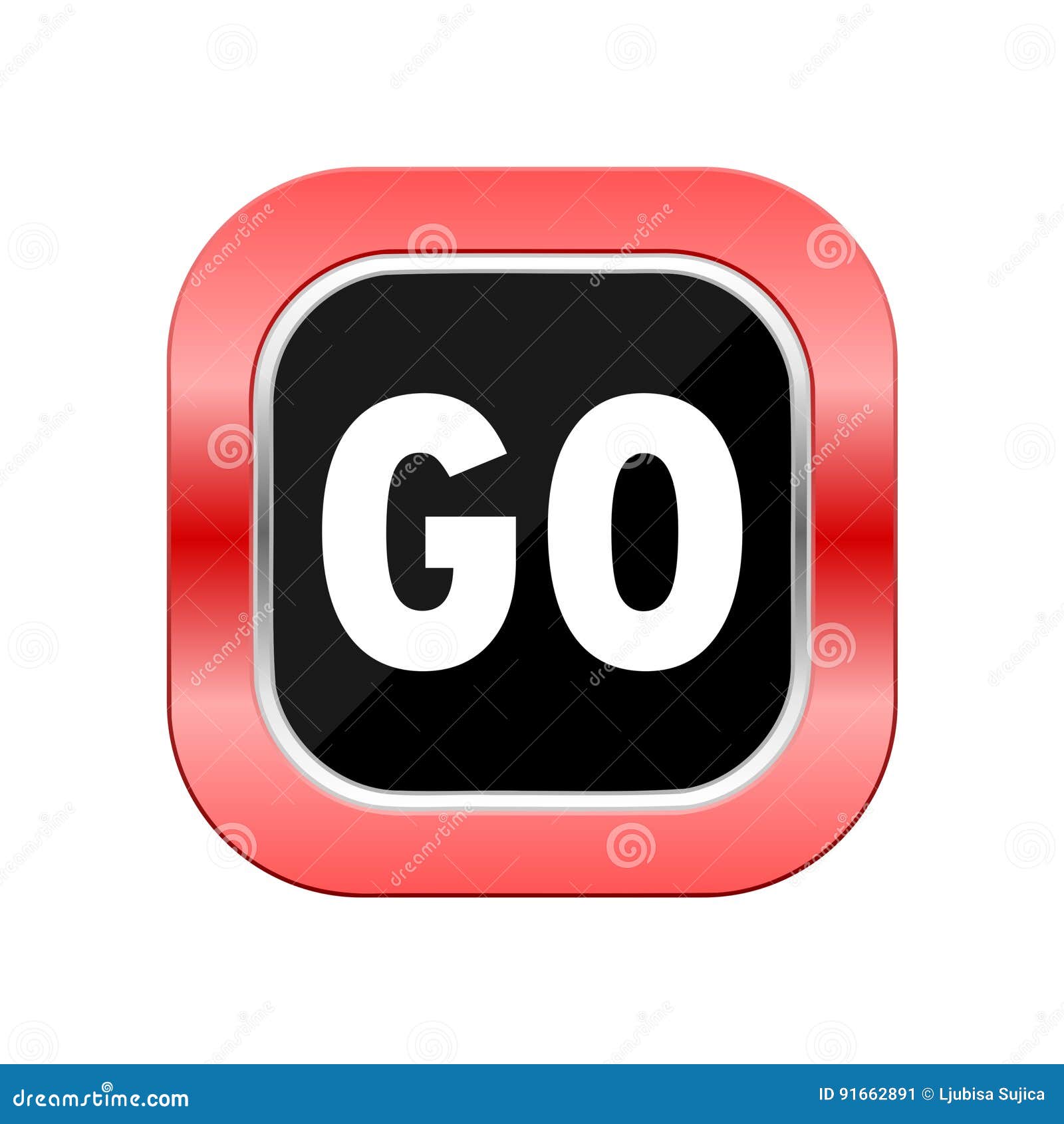Go icon red button stock vector. Illustration of phone - 91662891