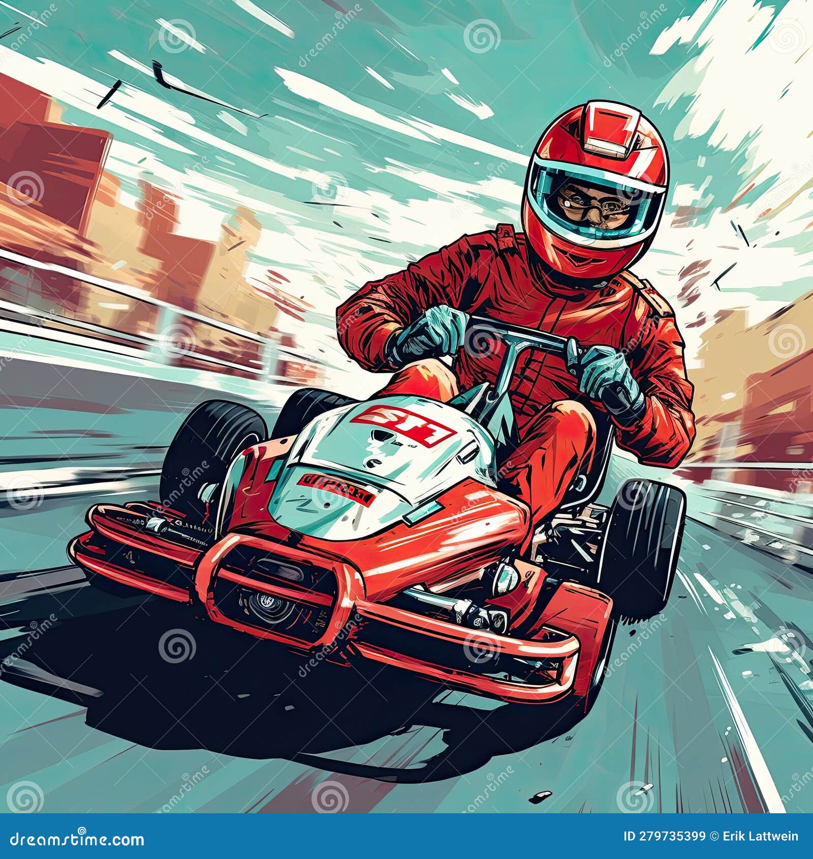 Go Kart Racing Illustration - Made with Generative AI Tools Stock ...