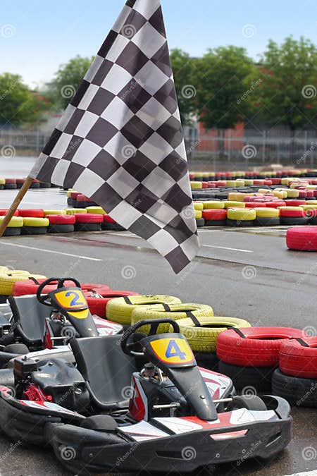 Go karts and race flag stock photo. Image of checked - 10282046