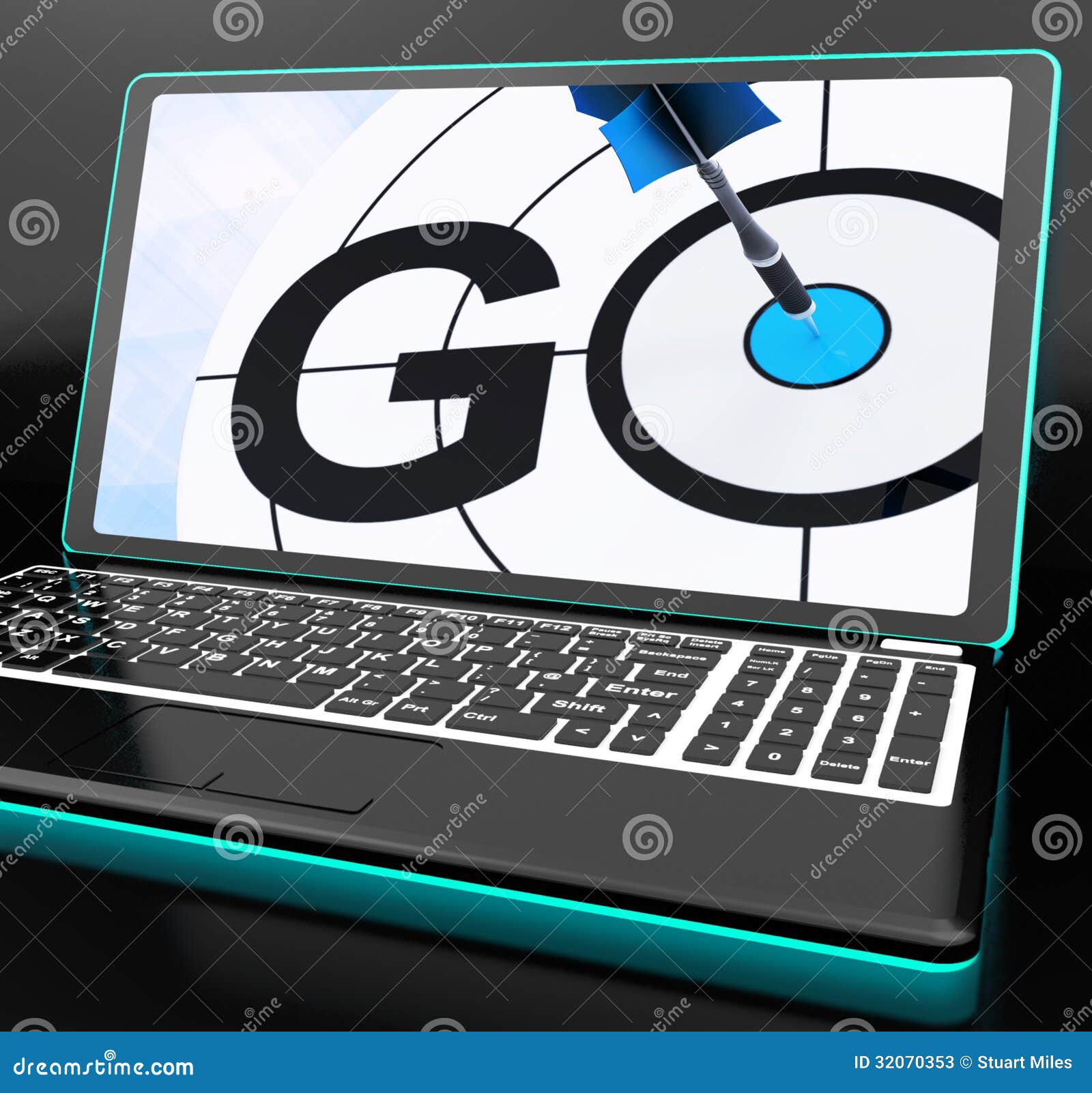 Go on Laptop Shows Starting Stock Illustration - Illustration of ...