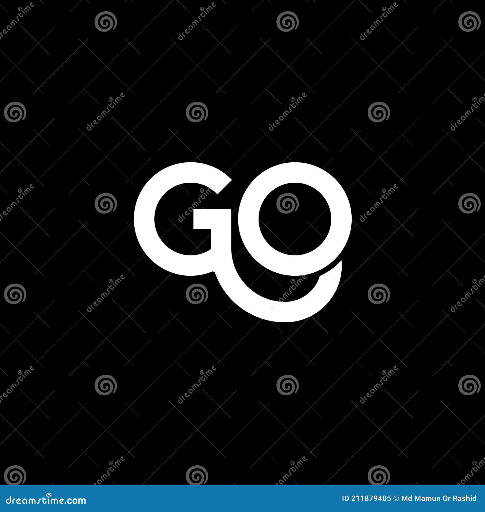 GO Letter Logo Design on Black Background. GO Creative Initials Letter ...