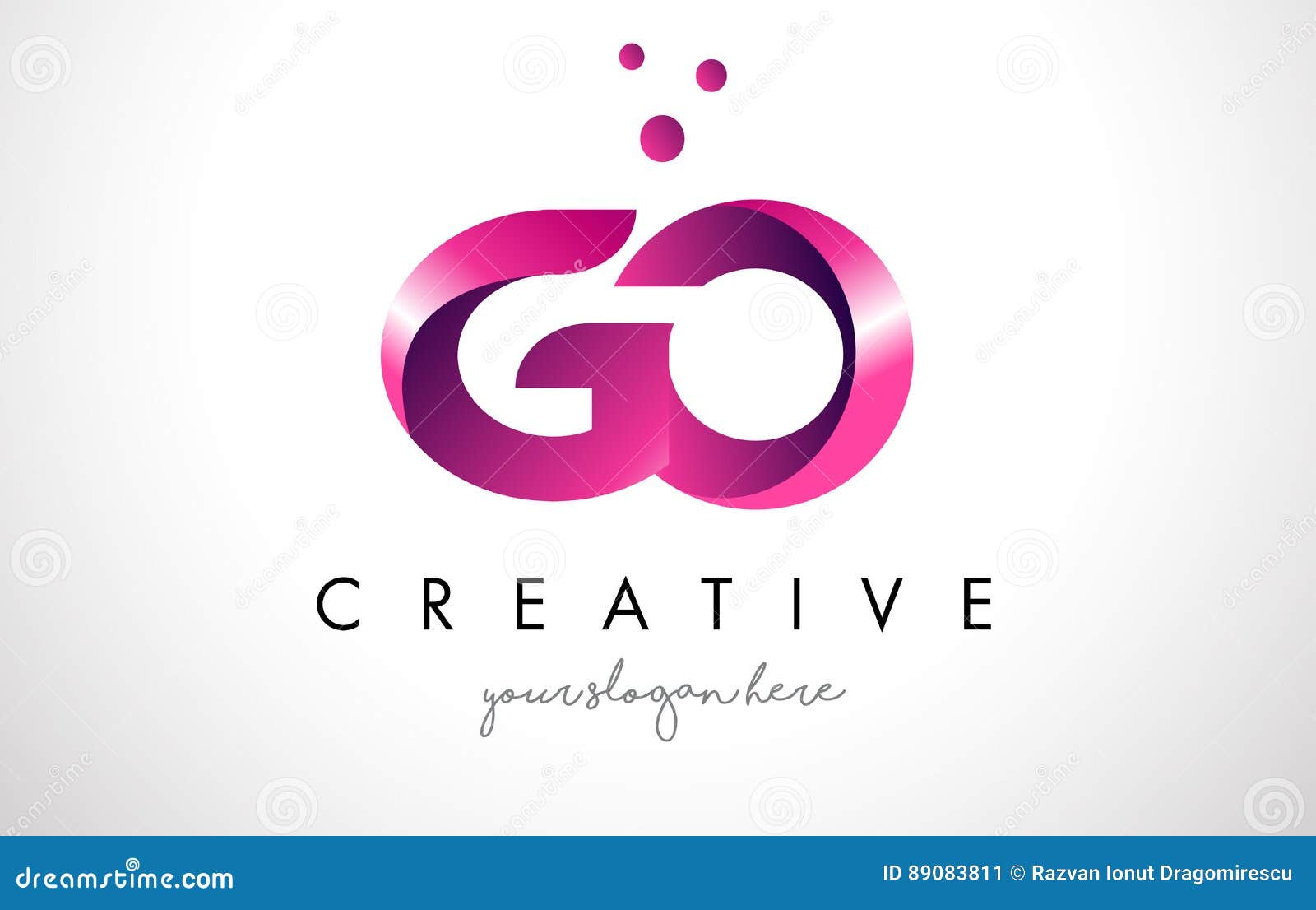 GO Letter Logo Design with Purple Colors and Dots Stock Vector ...