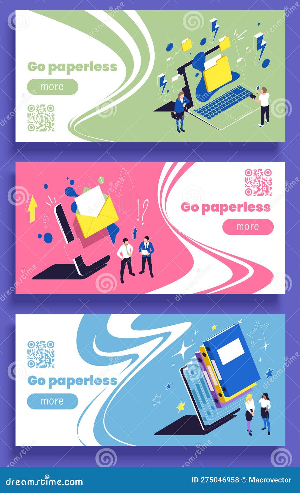 Go Paperless Banners stock vector. Illustration of concept - 275046958