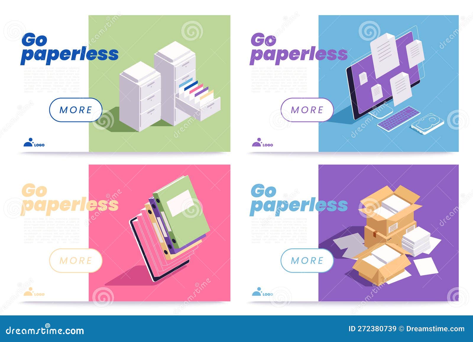 Go Paperless Banners stock vector. Illustration of office - 272380739
