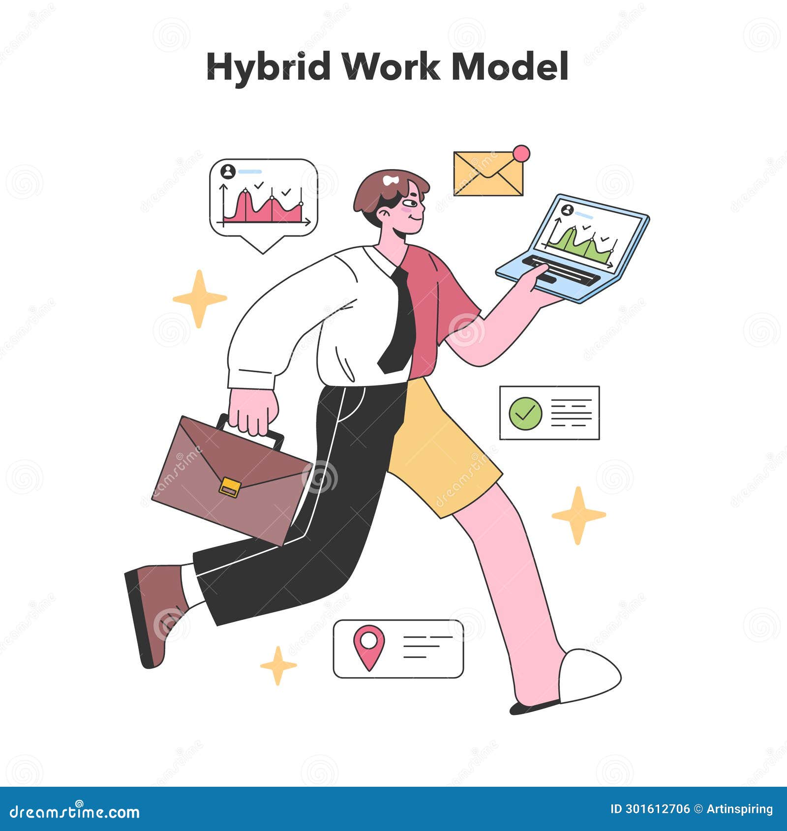 An on-the-go Professional Manages Tasks between Office and Remote Stock ...