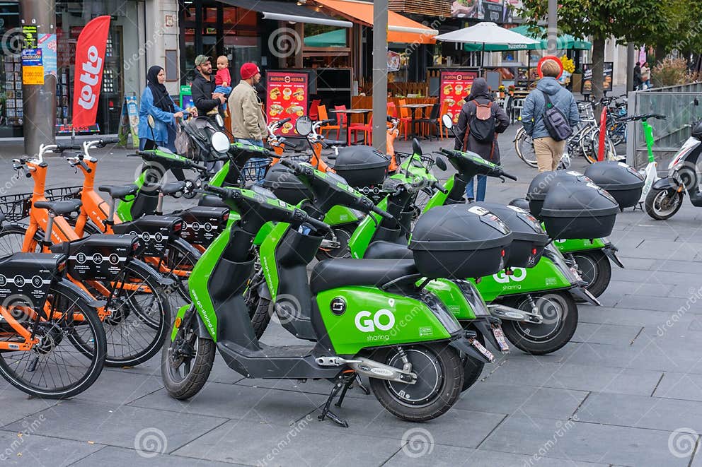 GO Sharing E-Scooters in Anvers Editorial Stock Photo - Image of ...