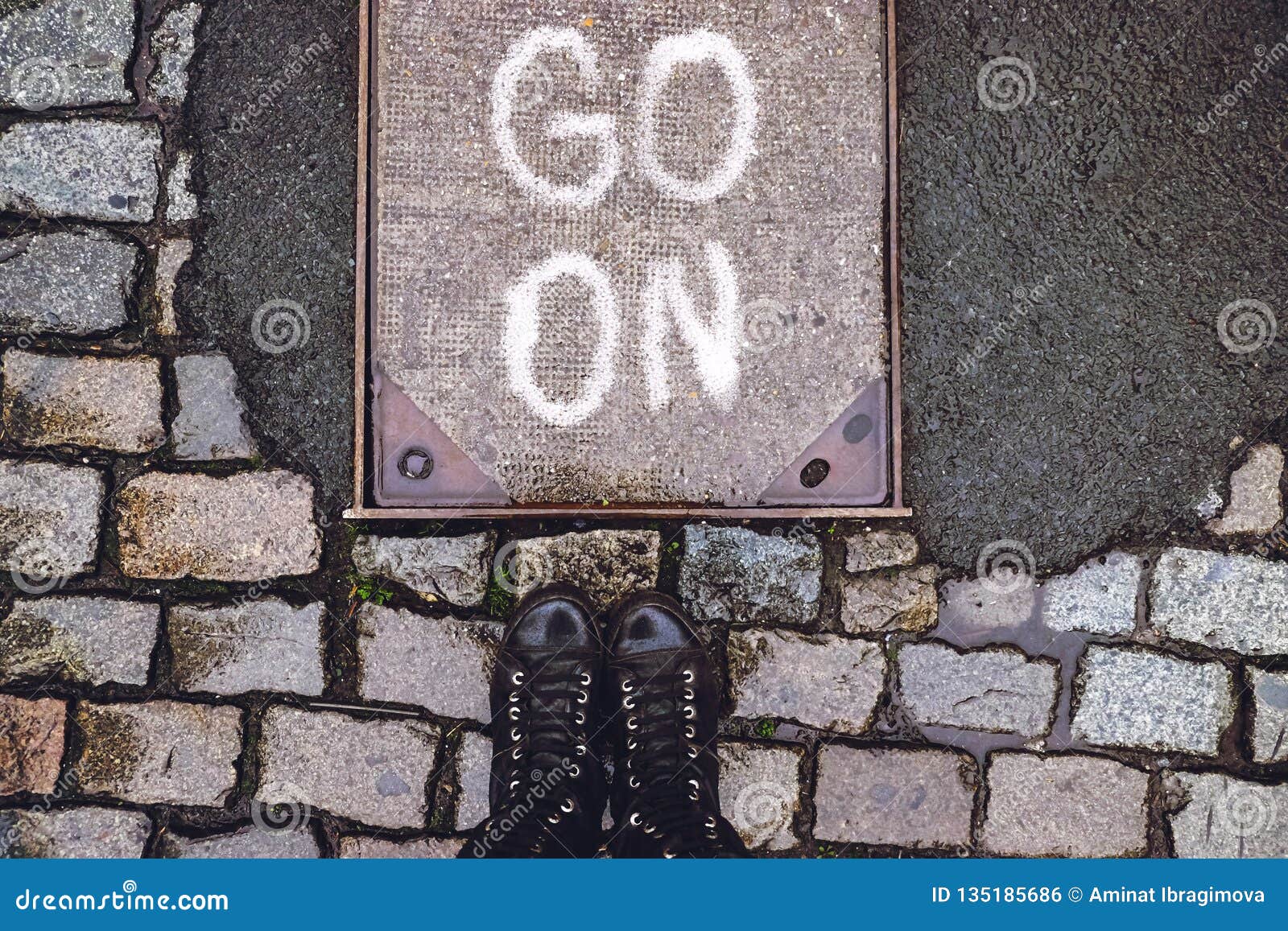 Go on. sign. motivation stock photo. Image of street - 135185686