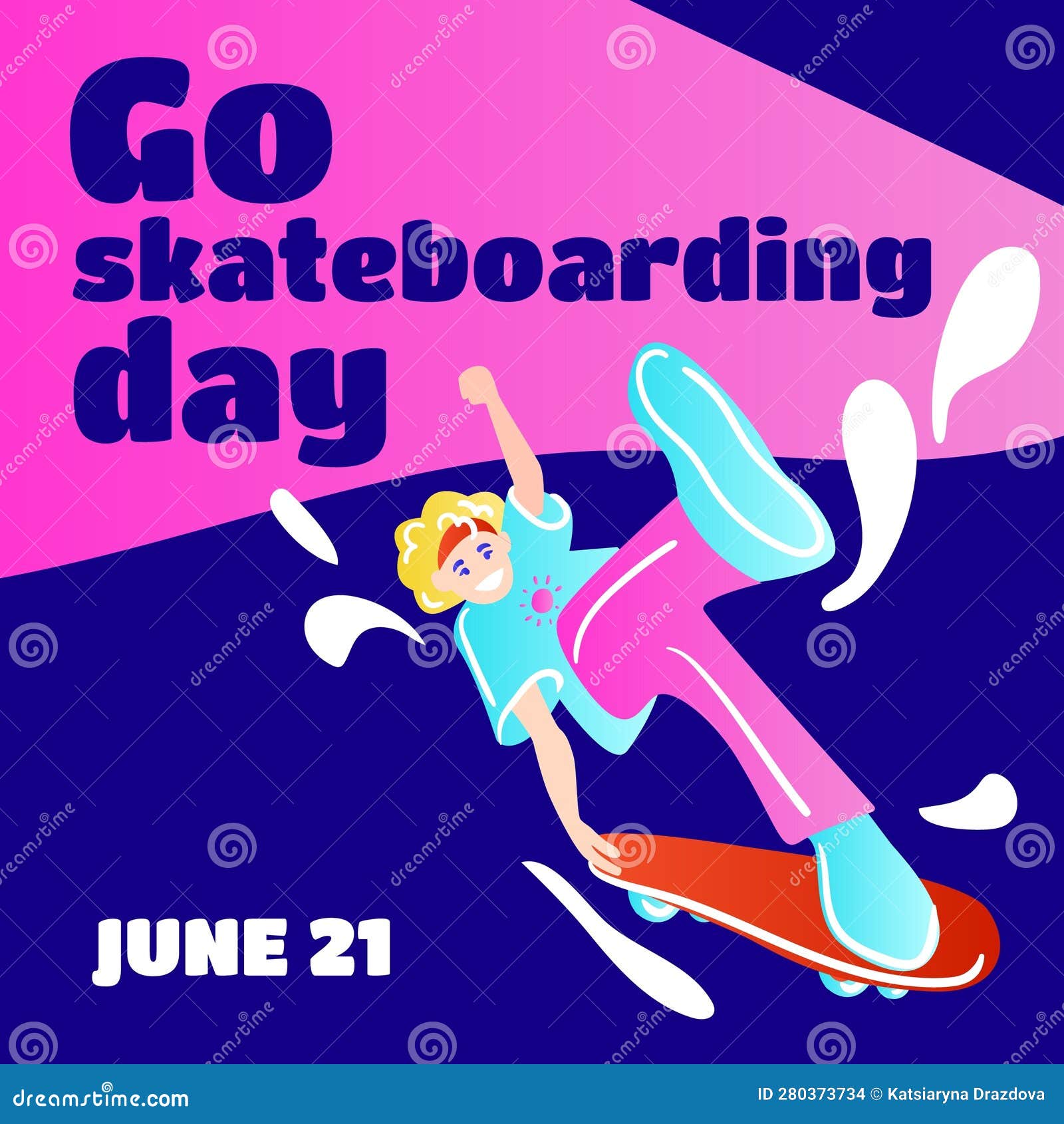 Go Skateboarding Day. Poster Design Illustration. Vector Illustration ...