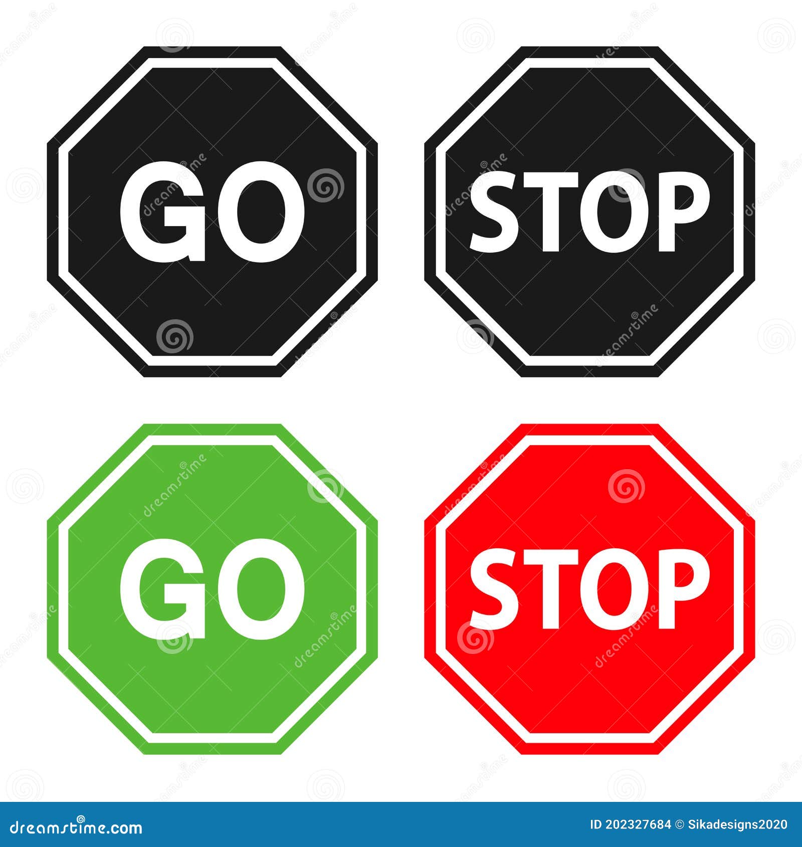 Go stop sign board stock vector. Illustration of black - 202327684