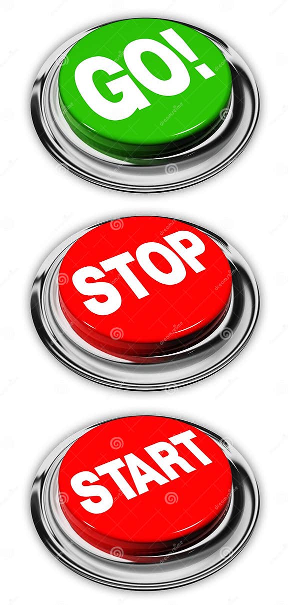 Go, stop and start buttons stock illustration. Illustration of metal ...