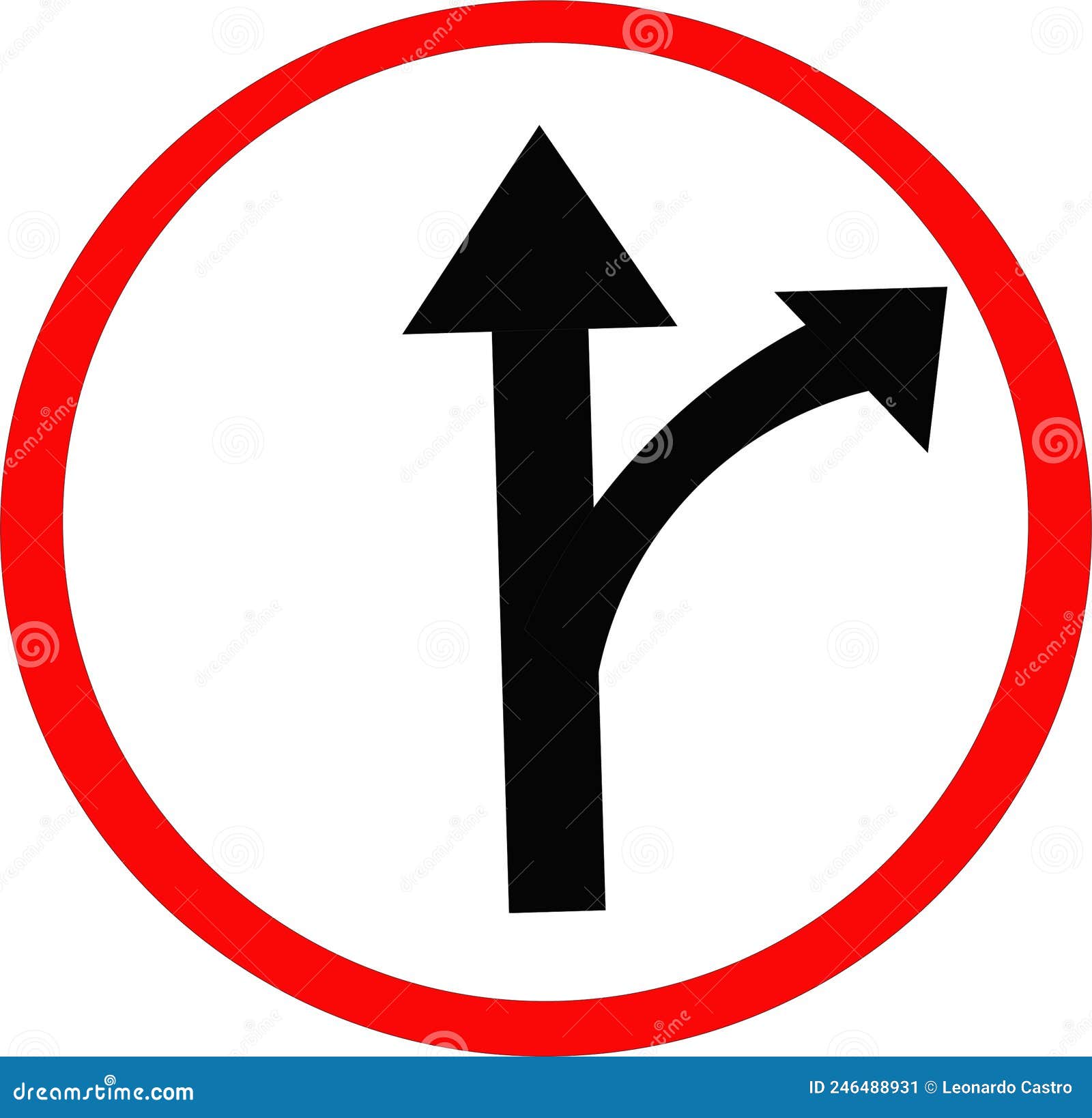 Go Straight Ahead or Right Sign White Background Stock Image - Image of ...
