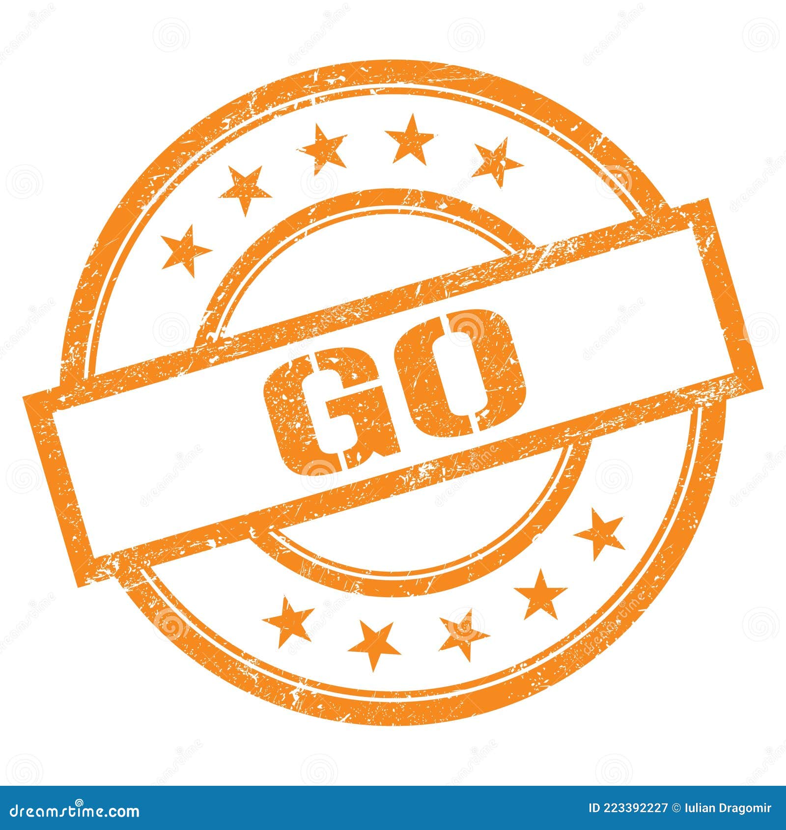 GO Text Written on Orange Vintage Stamp Stock Illustration ...
