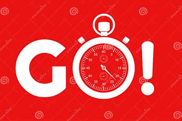 Classic Stopwatch As White Go Sign on a Red Background. Fitness and ...