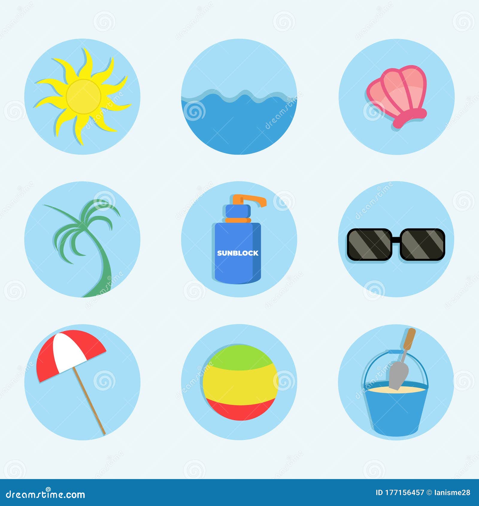 Go To the Beach Icon Pack Illustration Stock Vector - Illustration of ...