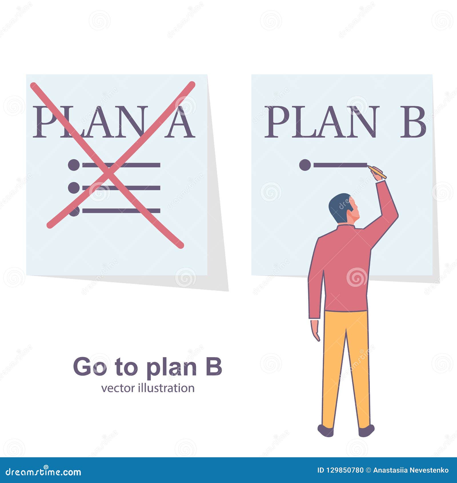 Go to plan B stock vector. Illustration of emergency - 129850780