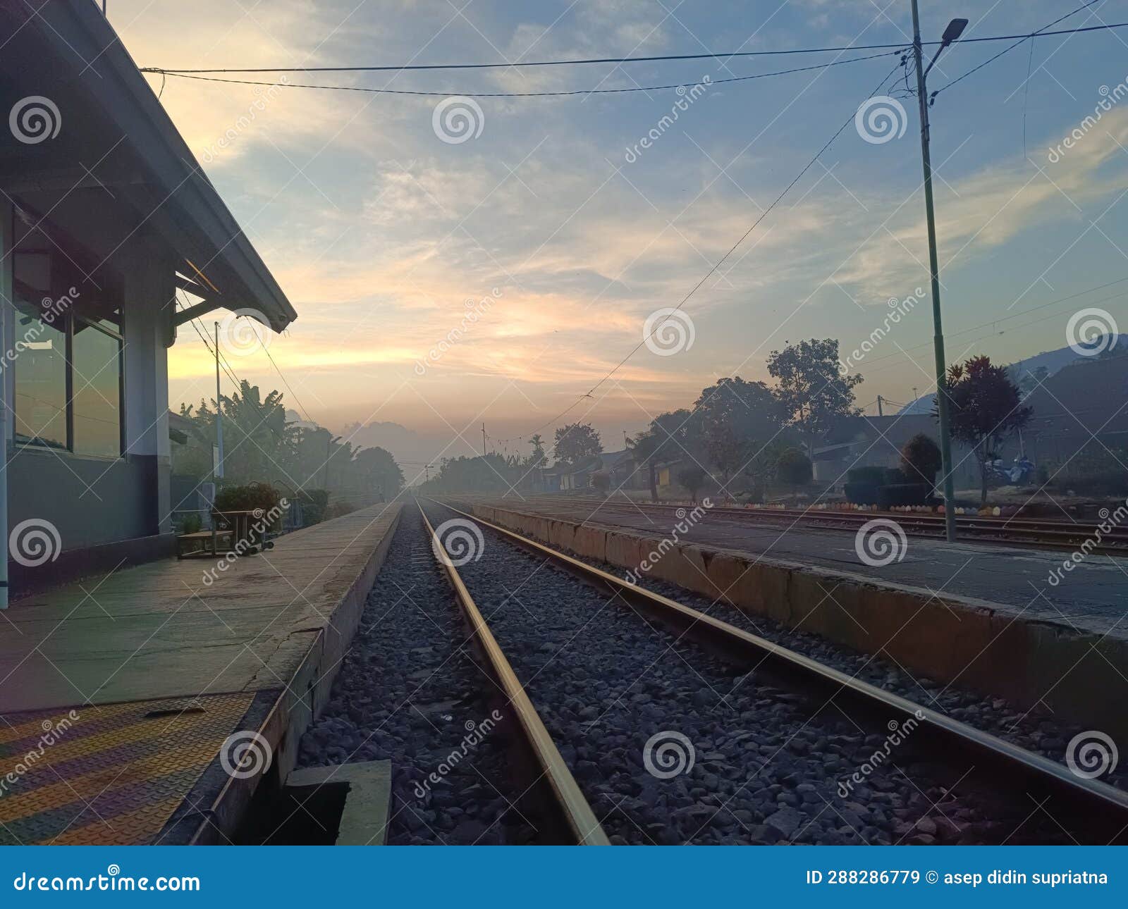 Sunset Me at Work in Stasiun Train Nagreg Stock Image - Image of work ...