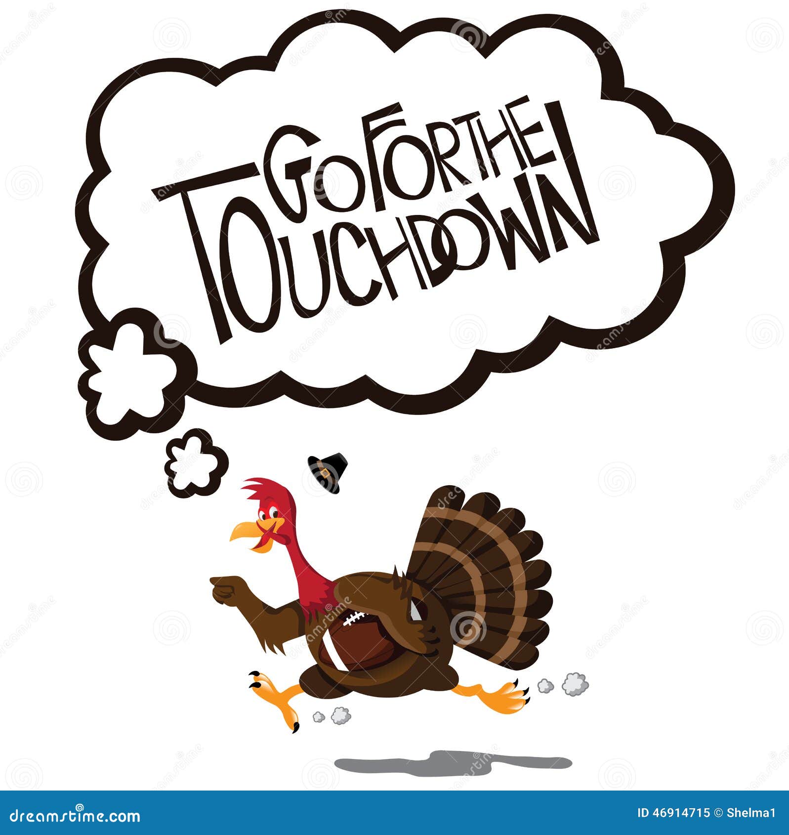 Go for the Touchdown Cartoon Turkey Stock Vector - Illustration of ...