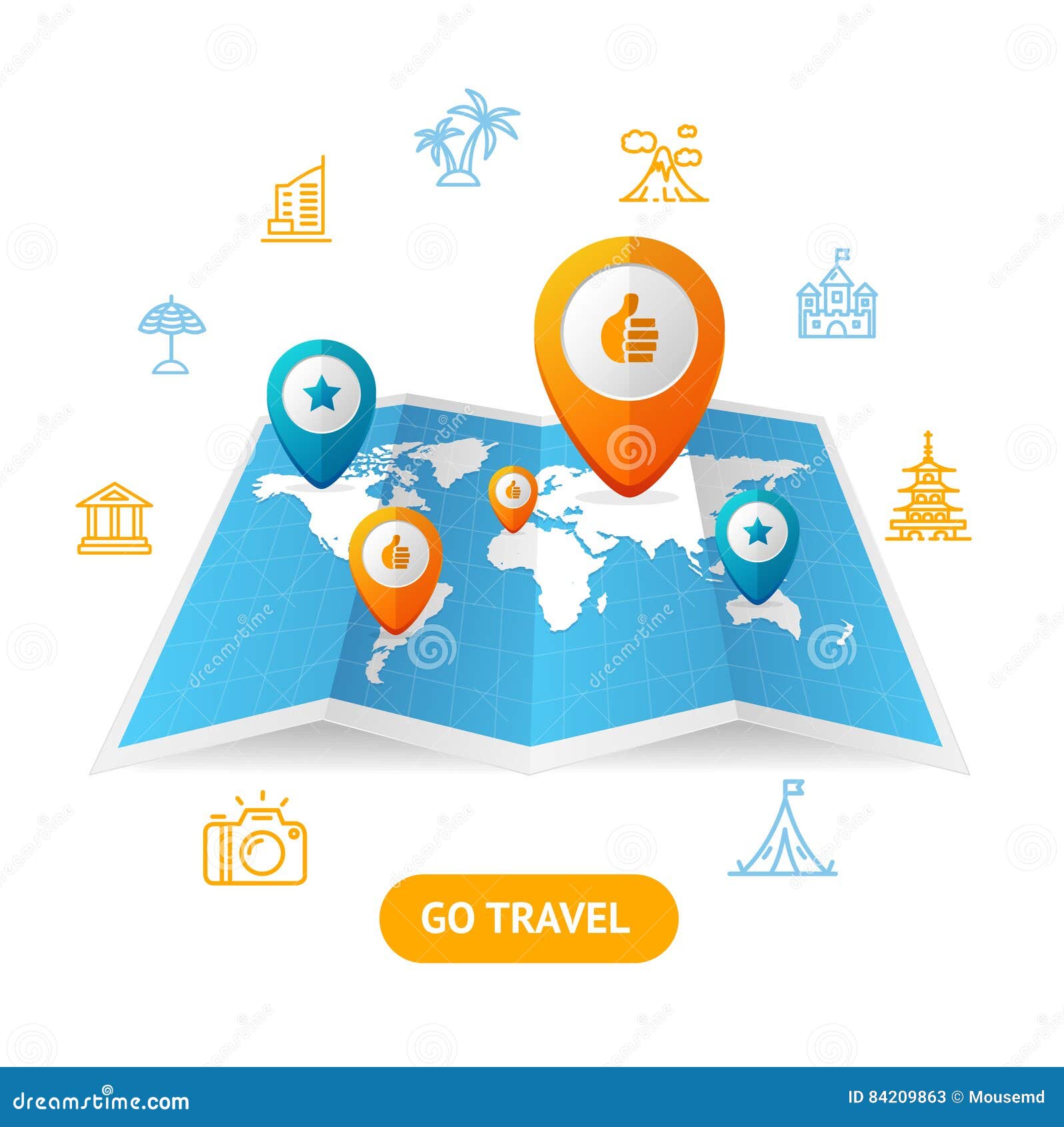 Go Travel Booking Concept. Vector Stock Vector - Illustration of ...