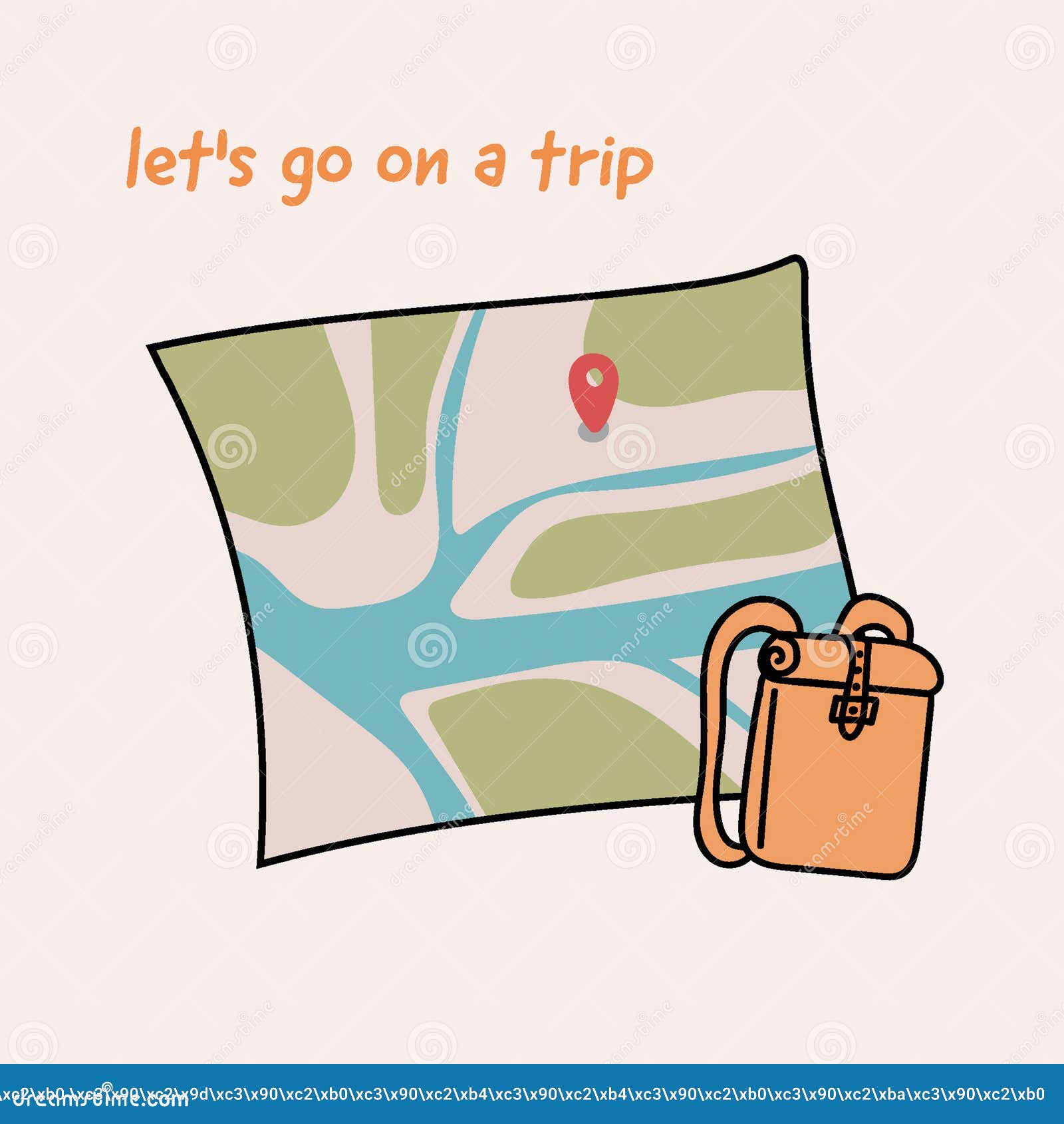 Go on a Trip. Cute Postcard, Map and Backpack Stock Vector ... Go on a Trip. Cute Postcard, Map and Backpack Stock Vector ...