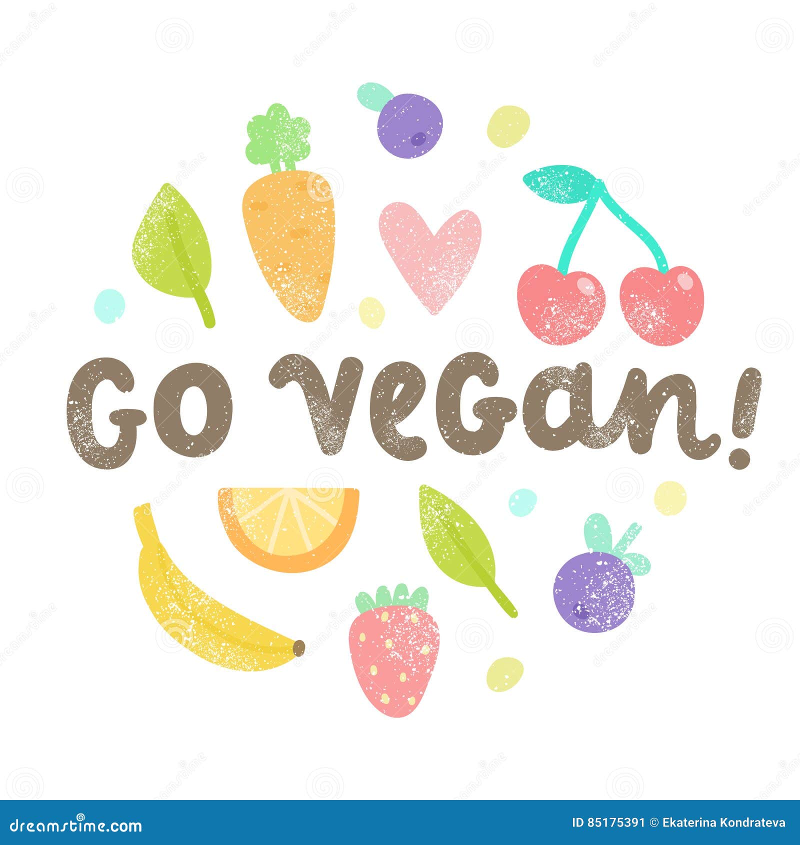 Go vegan art. stock vector. Illustration of food, green - 85175391