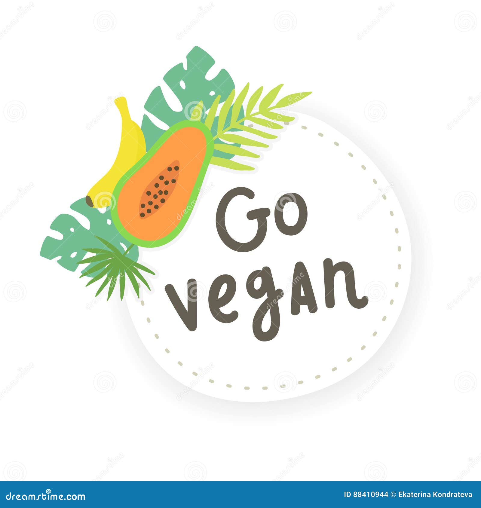 Go vegan. Fruit sticker stock vector. Illustration of design - 88410944
