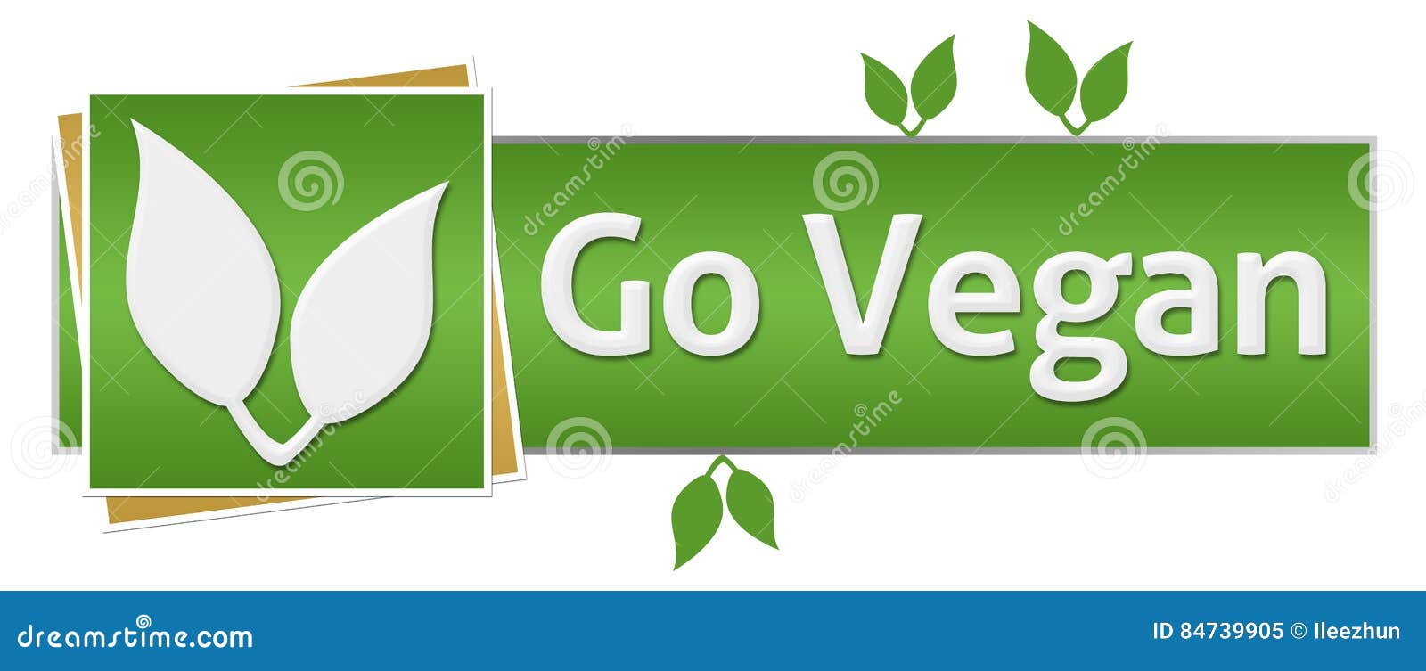 Go Vegan Green Leaves Horizontal Stock Illustration - Illustration of ...