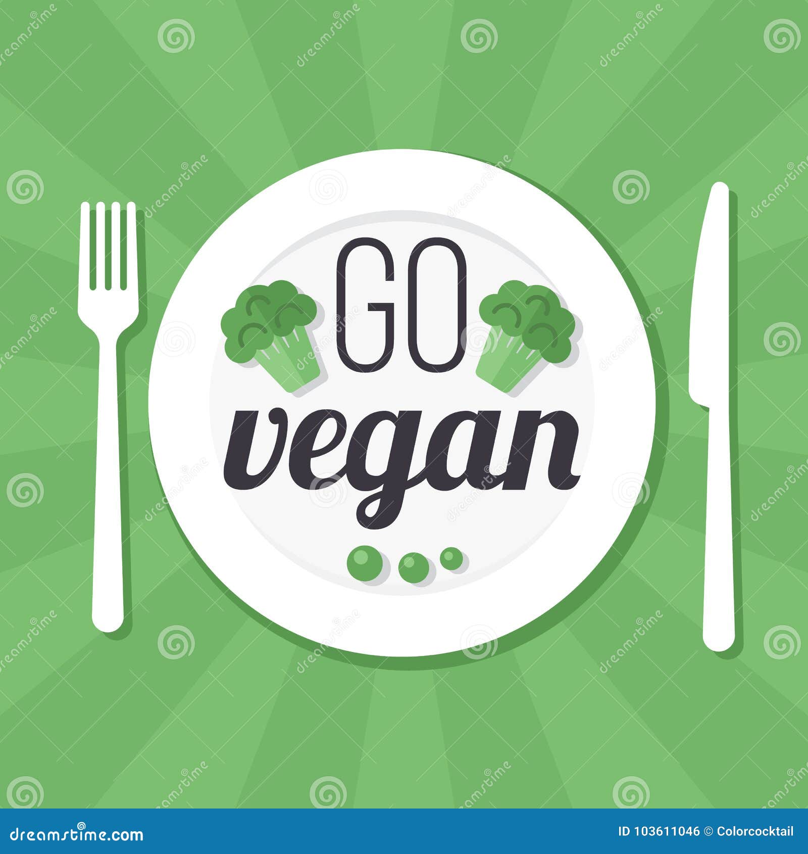Go Vegan Vector Poster Concept. Stock Vector - Illustration of flat ...
