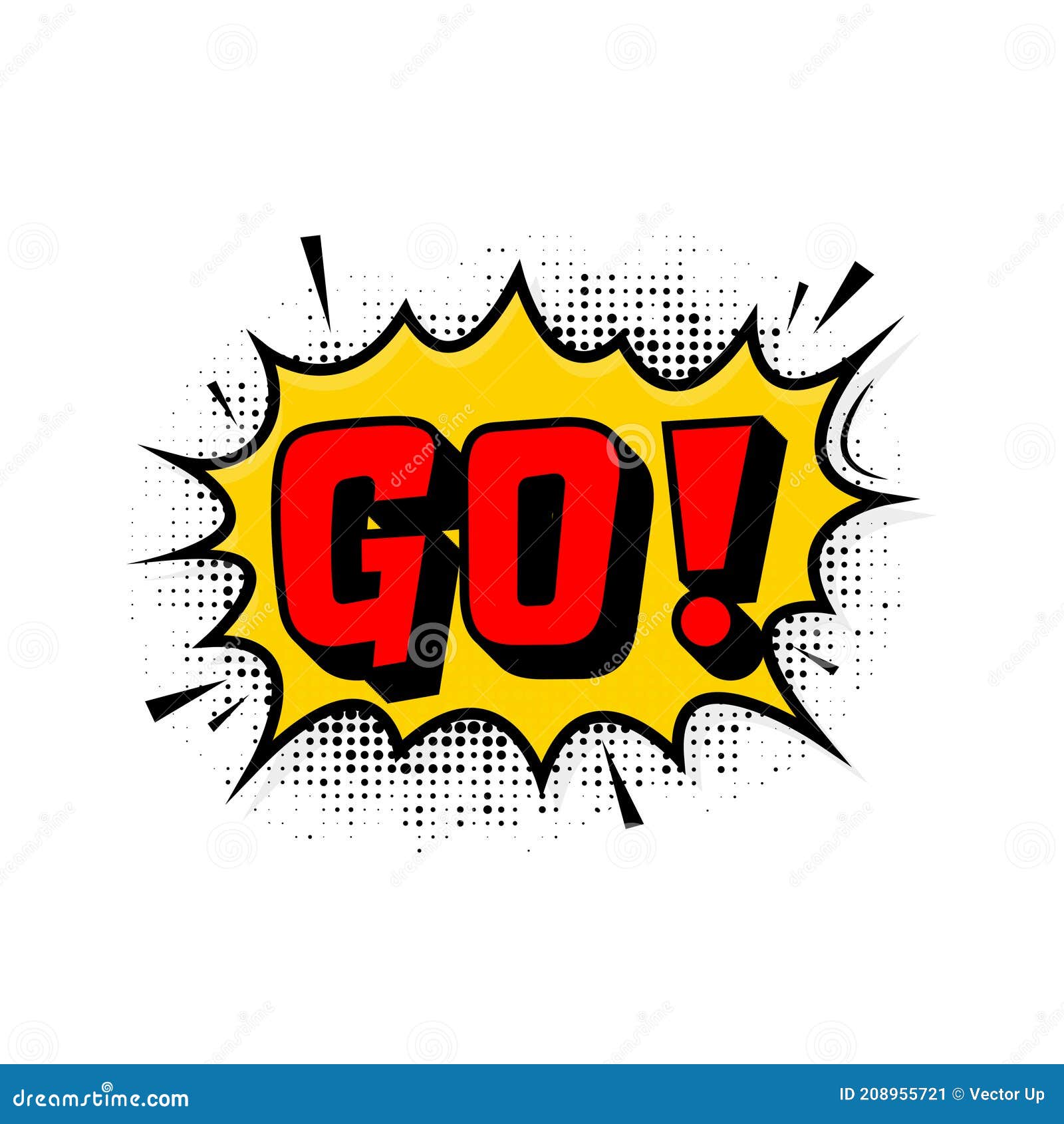 Go in Vintage Style. Cartoon Style Vector. Pop Art. Vector Text. Wow ...