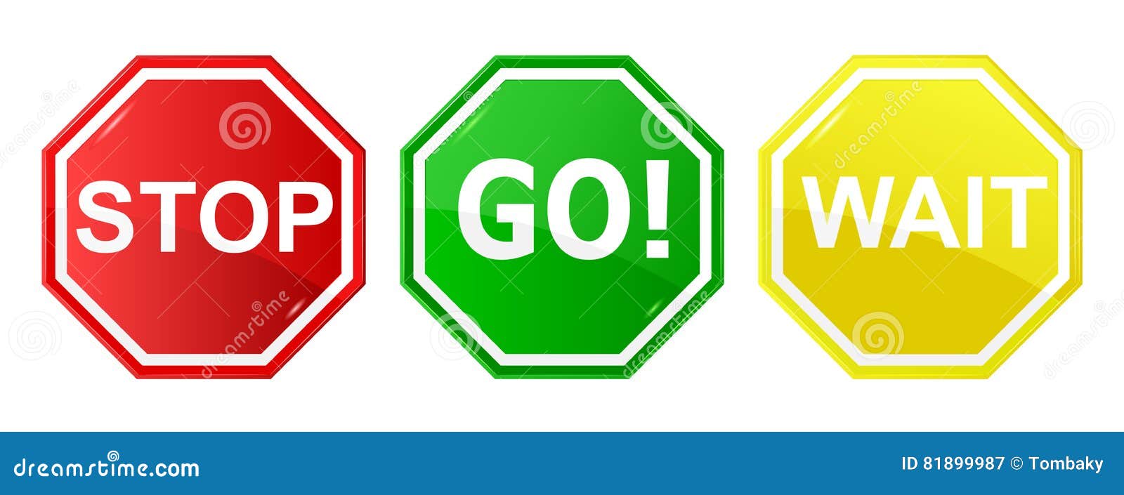 Go, Wait, and Stop Control Sign Stock Illustration - Illustration of ...