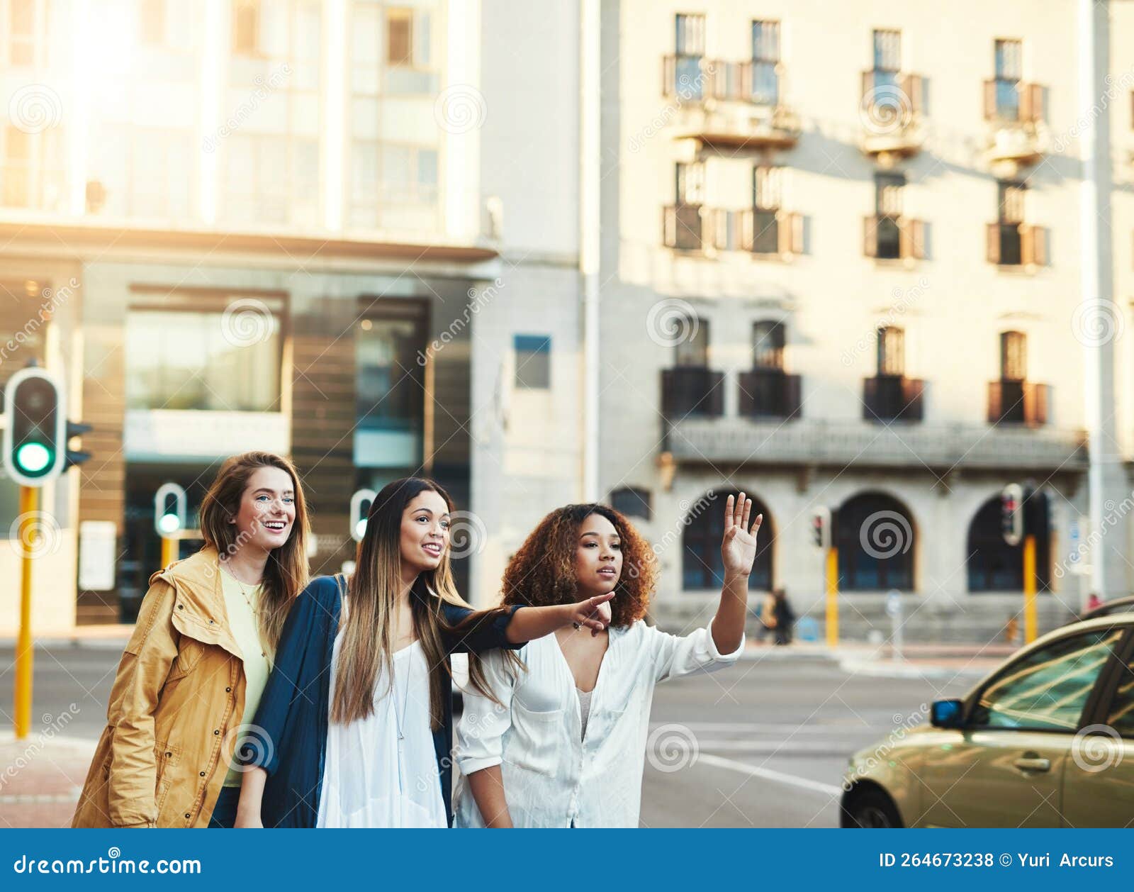 We Go Wherever the Fun is. Three Friends Having Fun in the City. Stock ...