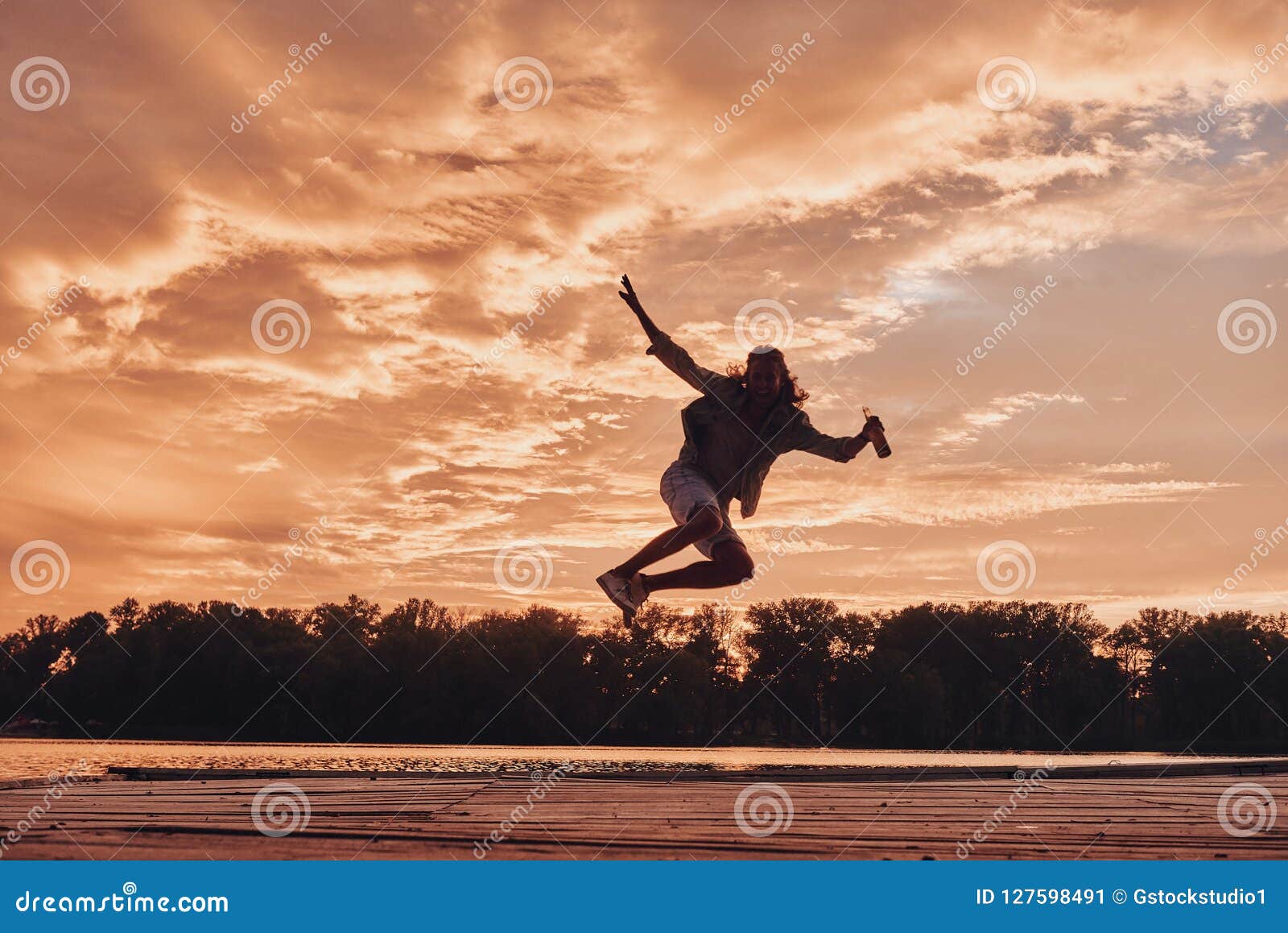 Jetty Jumping Silhouette Stock Photos - Free & Royalty-Free Stock ...