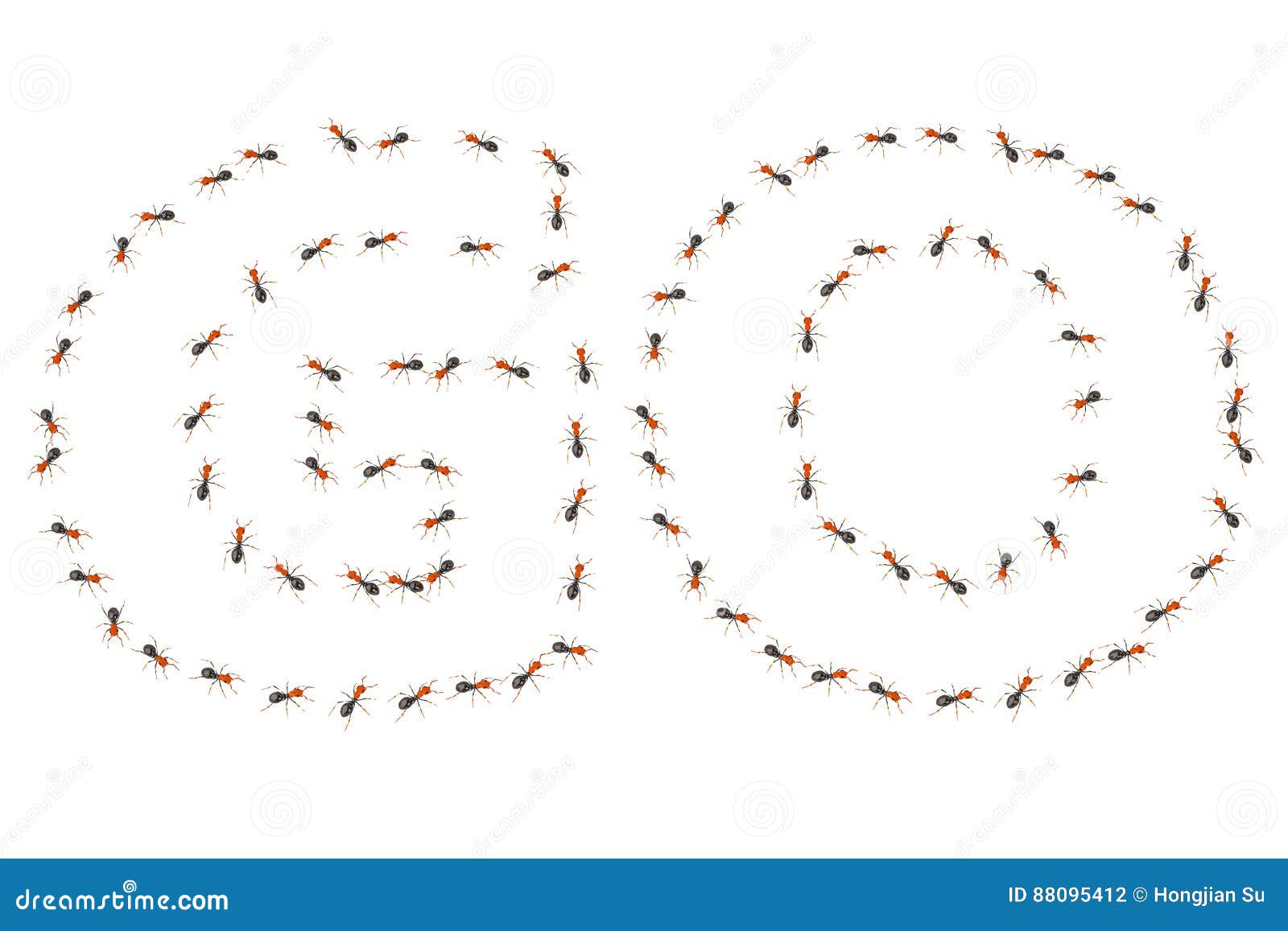 GO Words Created by Group of Ants.3D Illustration. Stock Illustration ...