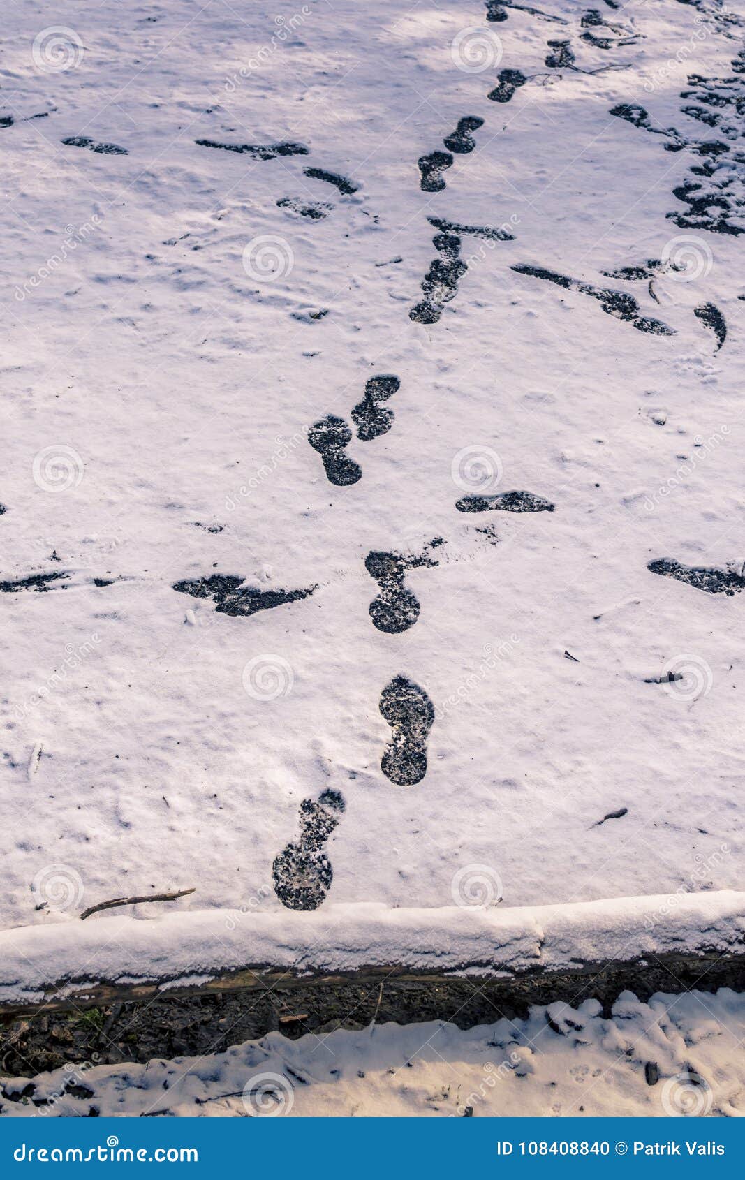 Go Your Own Way. Footprints in the Snow Stock Photo - Image of deep ...