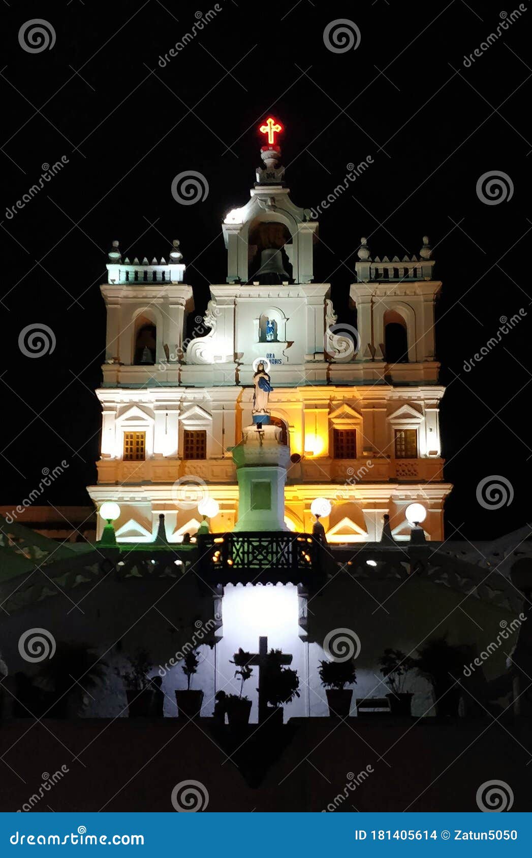 Goa City Church at Night Lighting Stock Photo - Image of screenshot ...