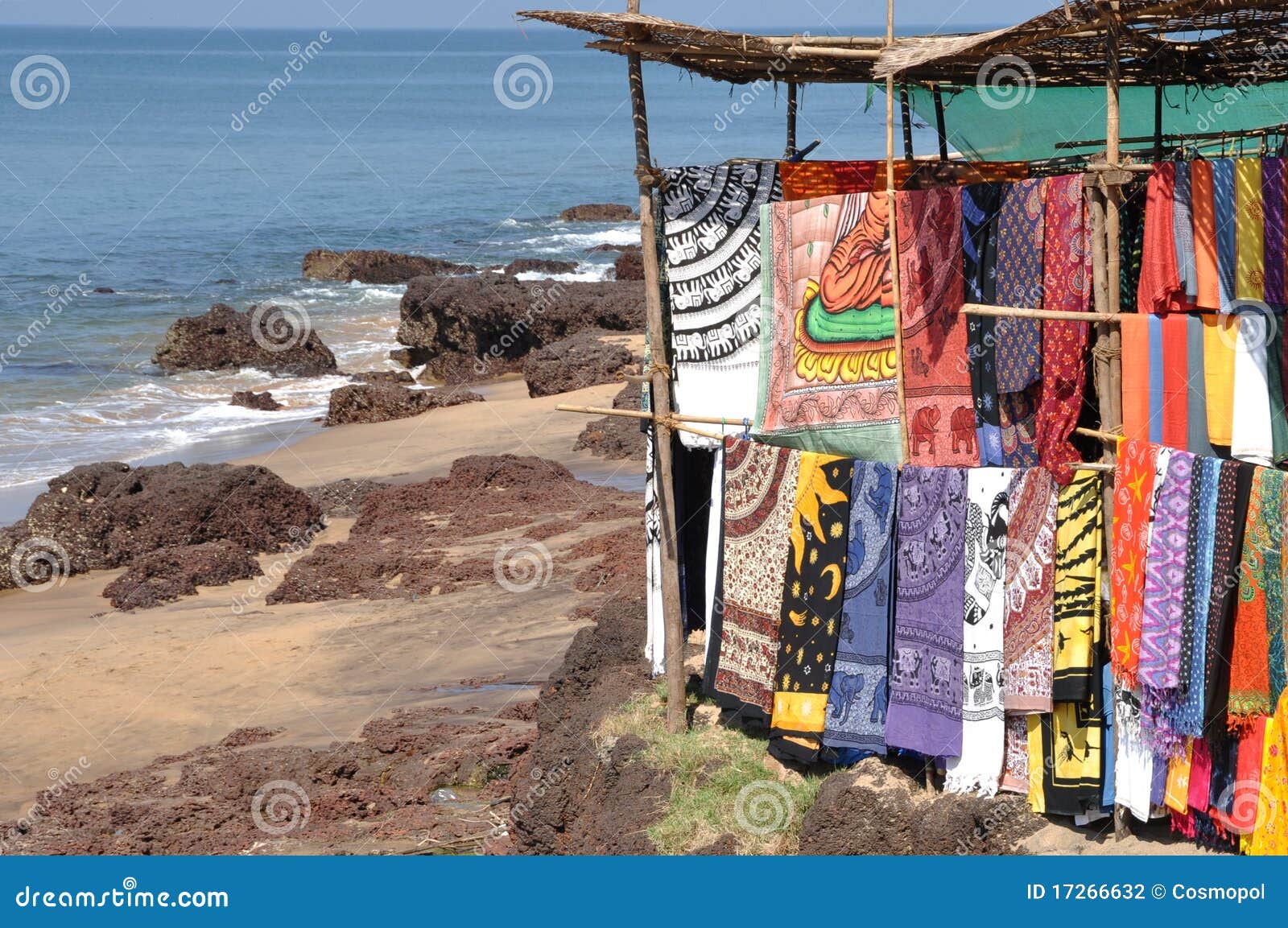 Goa: Fabric at flea market stock photo. Image of sale - 17266632