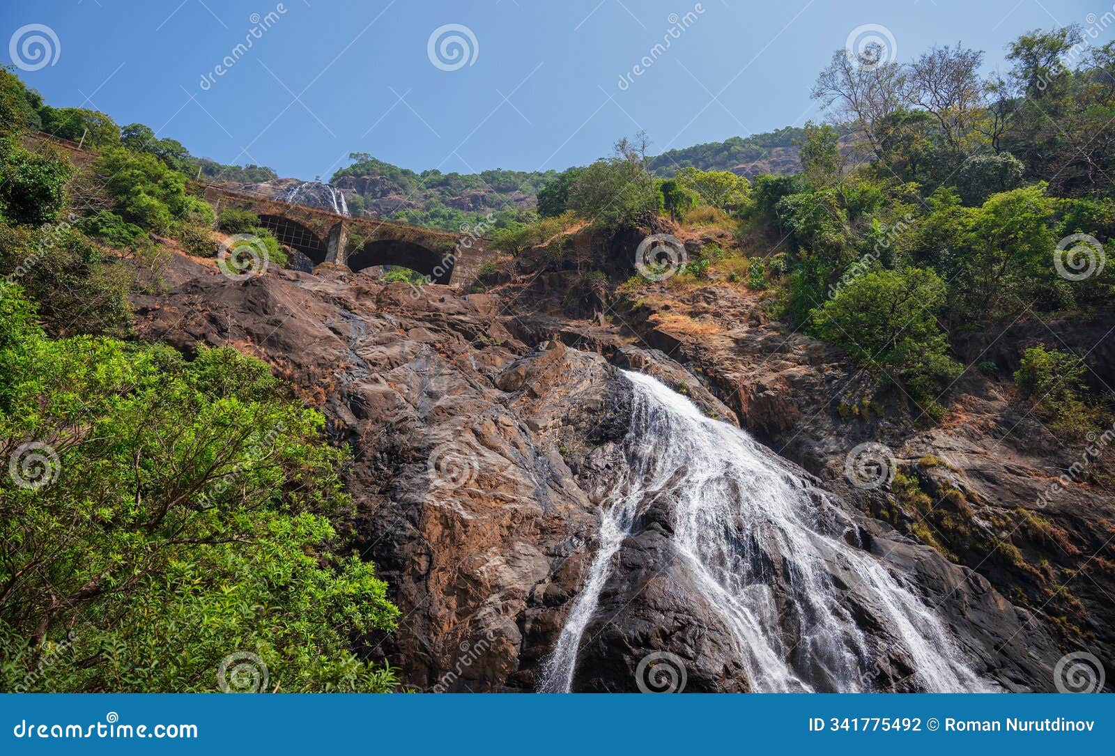 GOA, India - February 28, 2024: the Lower Part of Dudhsagar Falls ...