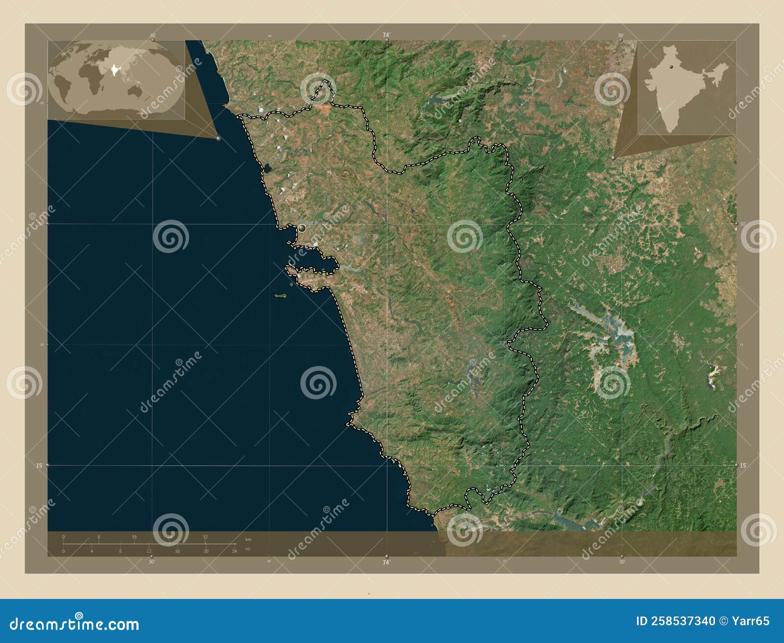 Goa, India. High-res Satellite. Capital Stock Photo - Image of division ...